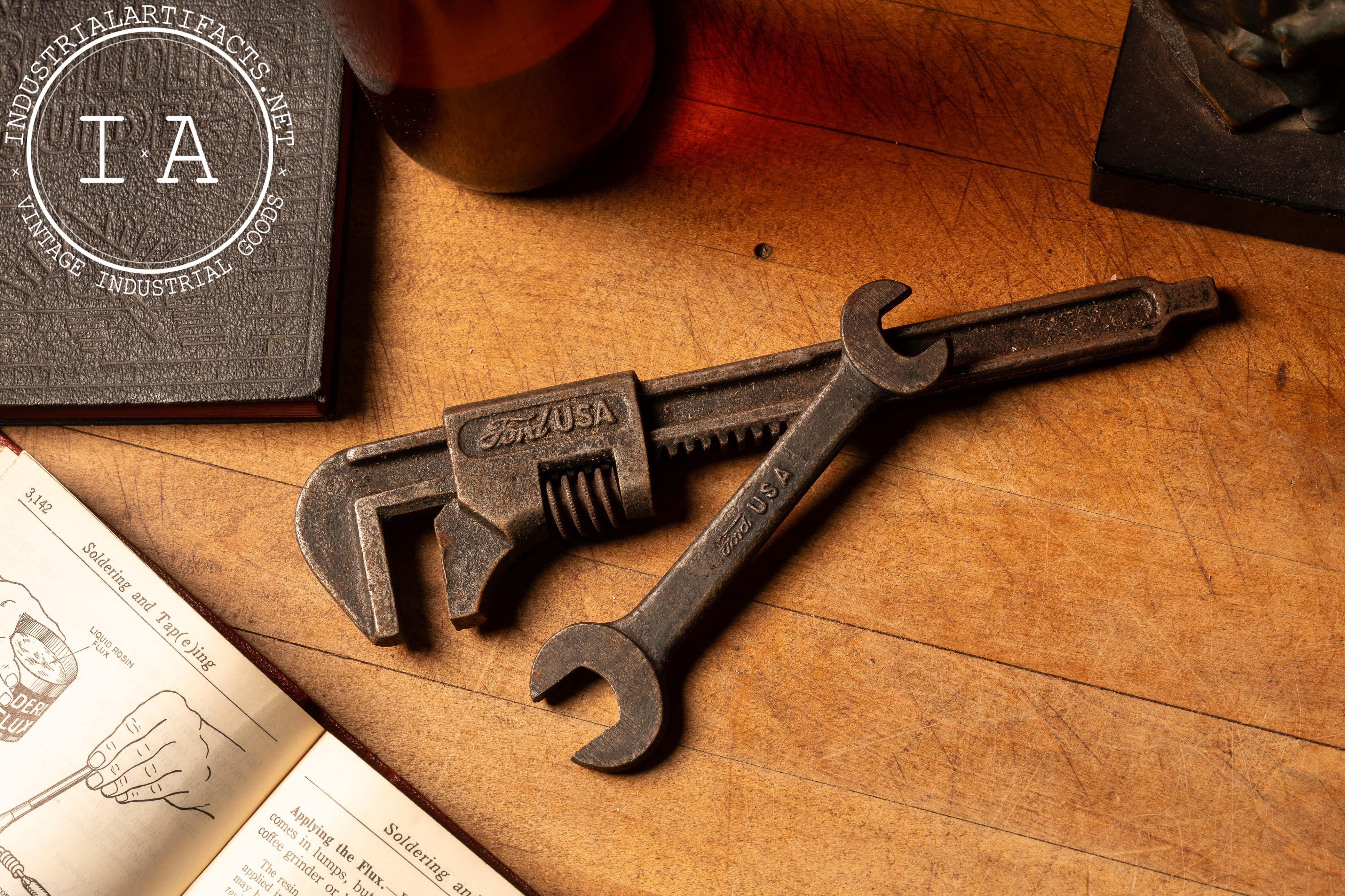 Set of Two Vintage Ford Wrenches Industrial Artifacts