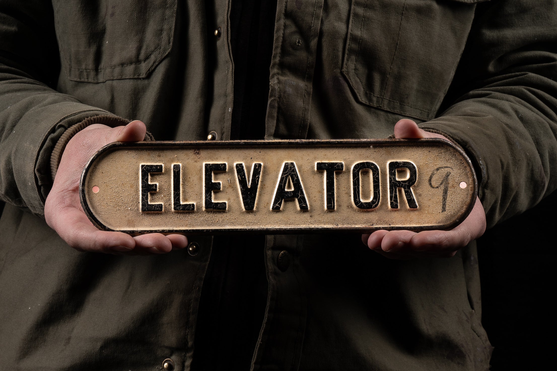 Vintage Tin Elevator Sign – Industrial Artifacts