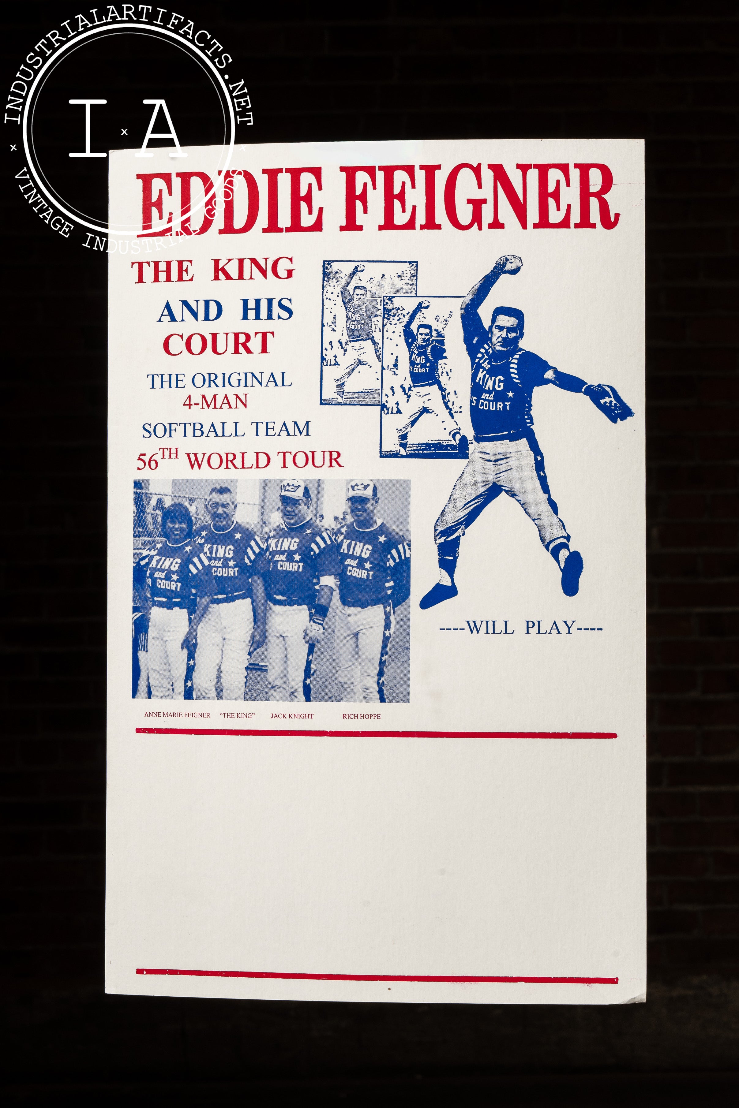 Vintage Eddie Feigner Softball World Tour Broadside – Industrial Artifacts