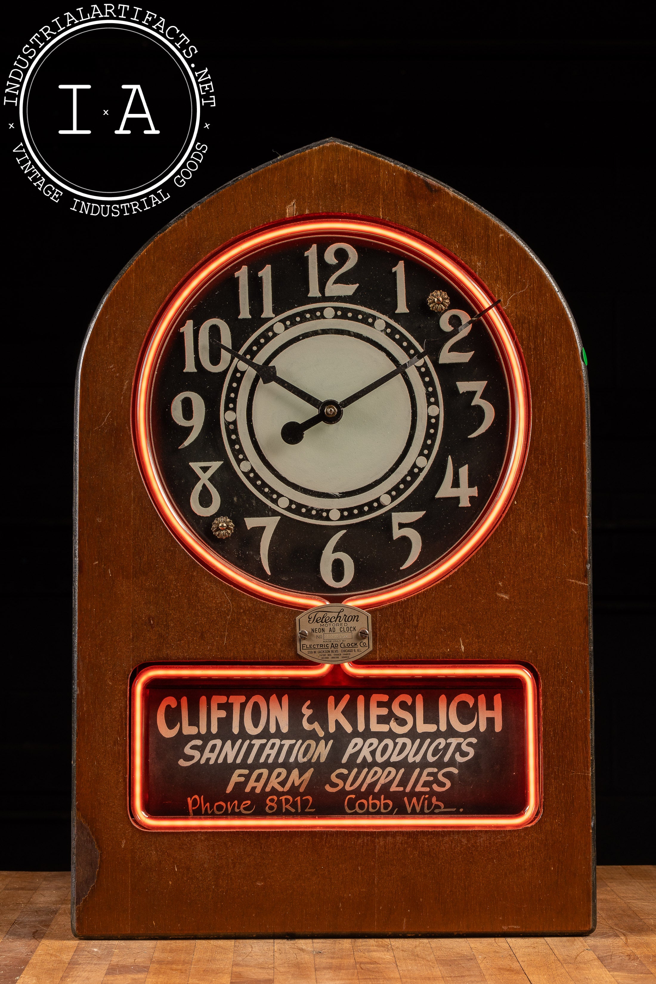 Vintage Telechron Neon Advertising Clock – Industrial Artifacts