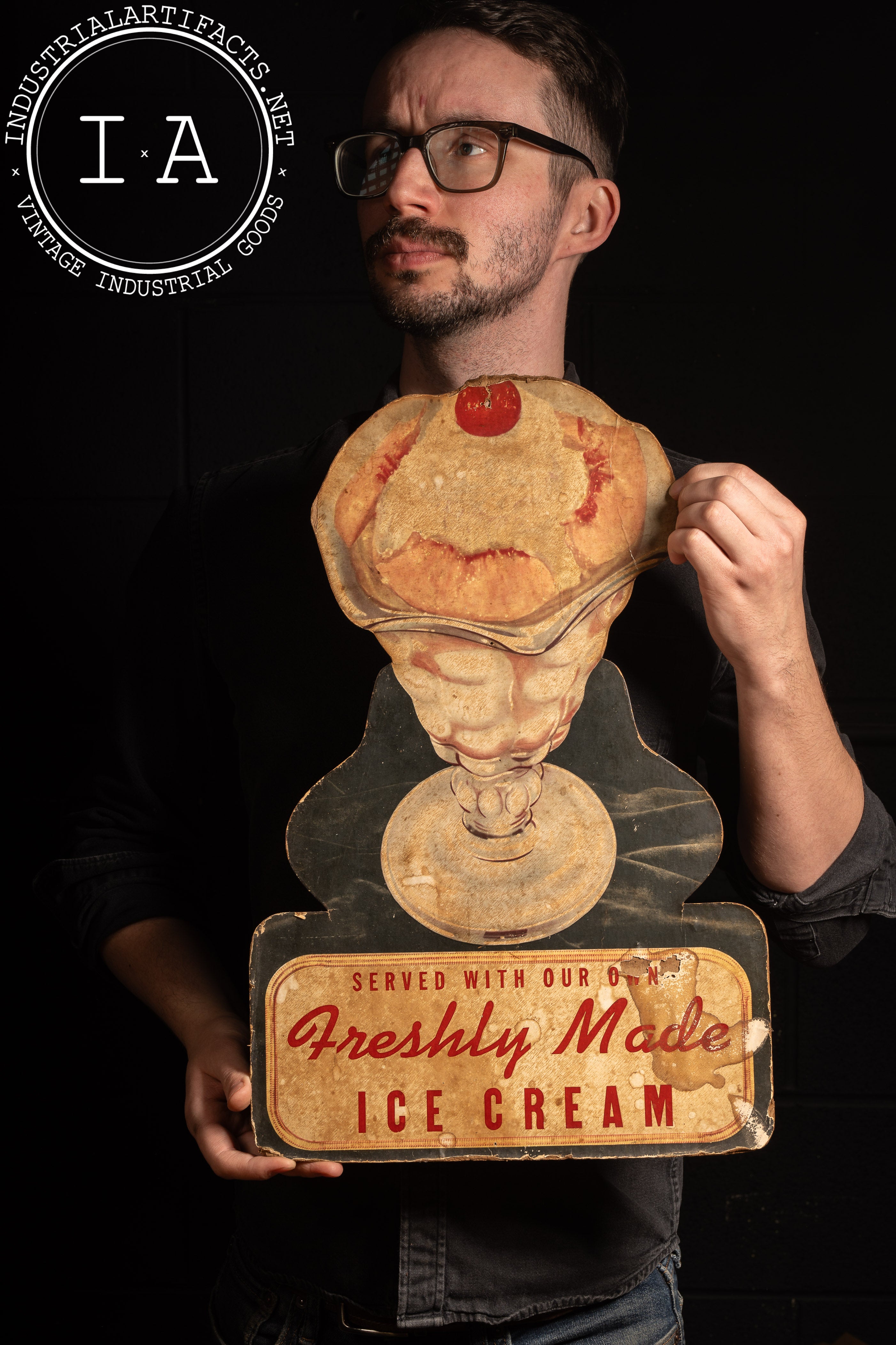 Vintage Cardboard Ice Cream Standee – Industrial Artifacts