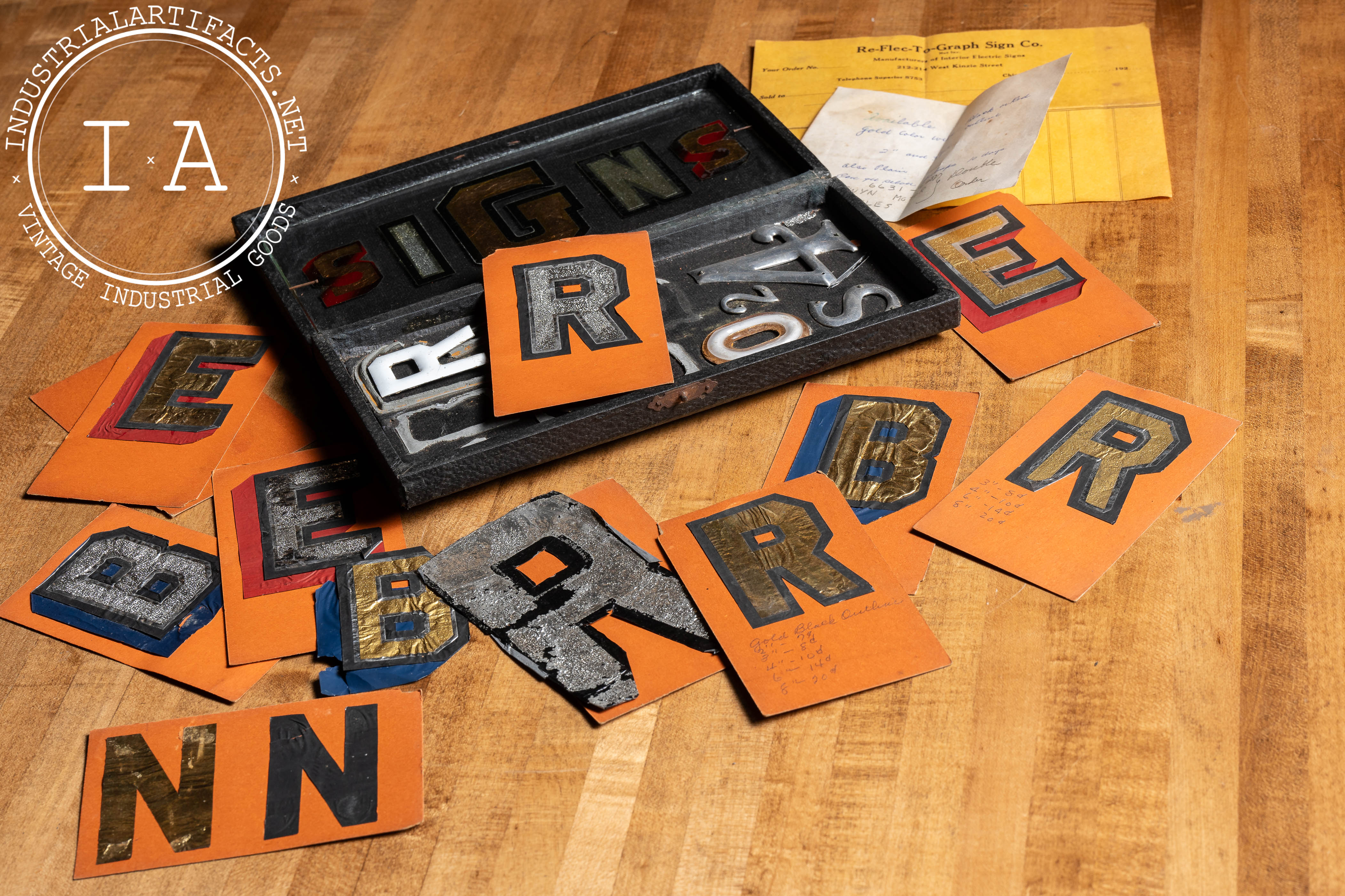 Antique Sign Makers Sample Kit With Ephemera – Industrial Artifacts