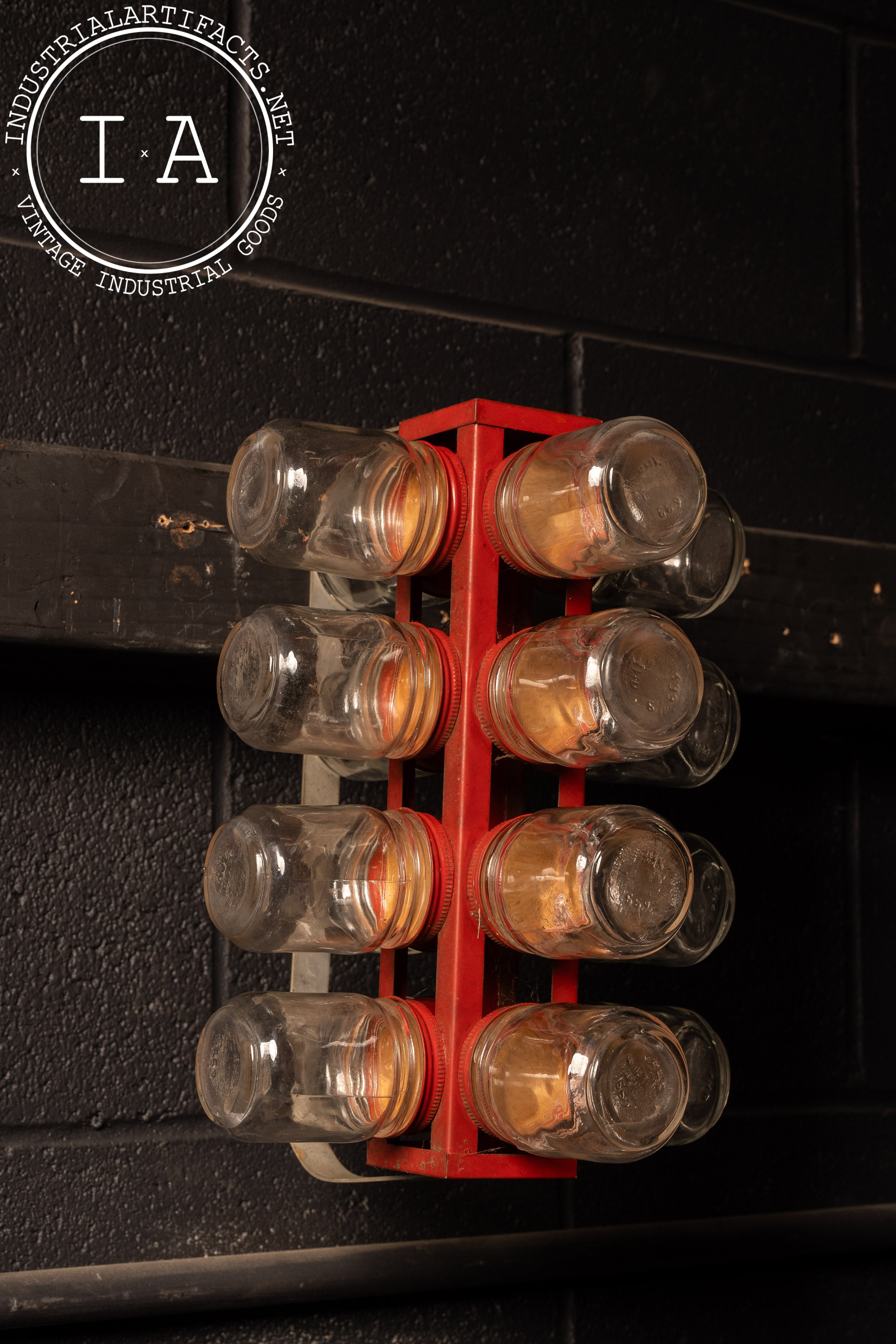 Vintage Rotating 12-Jar Rack – Industrial Artifacts