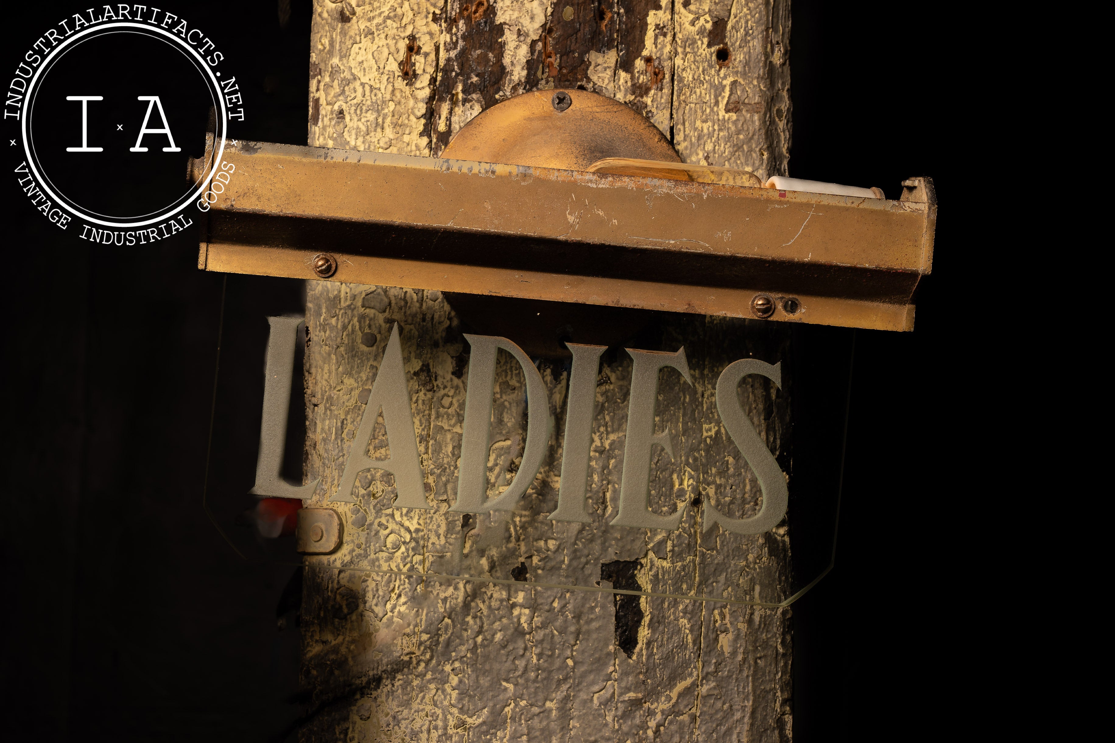 Antique Brass Lighted Ladies' Room Sign – Industrial Artifacts