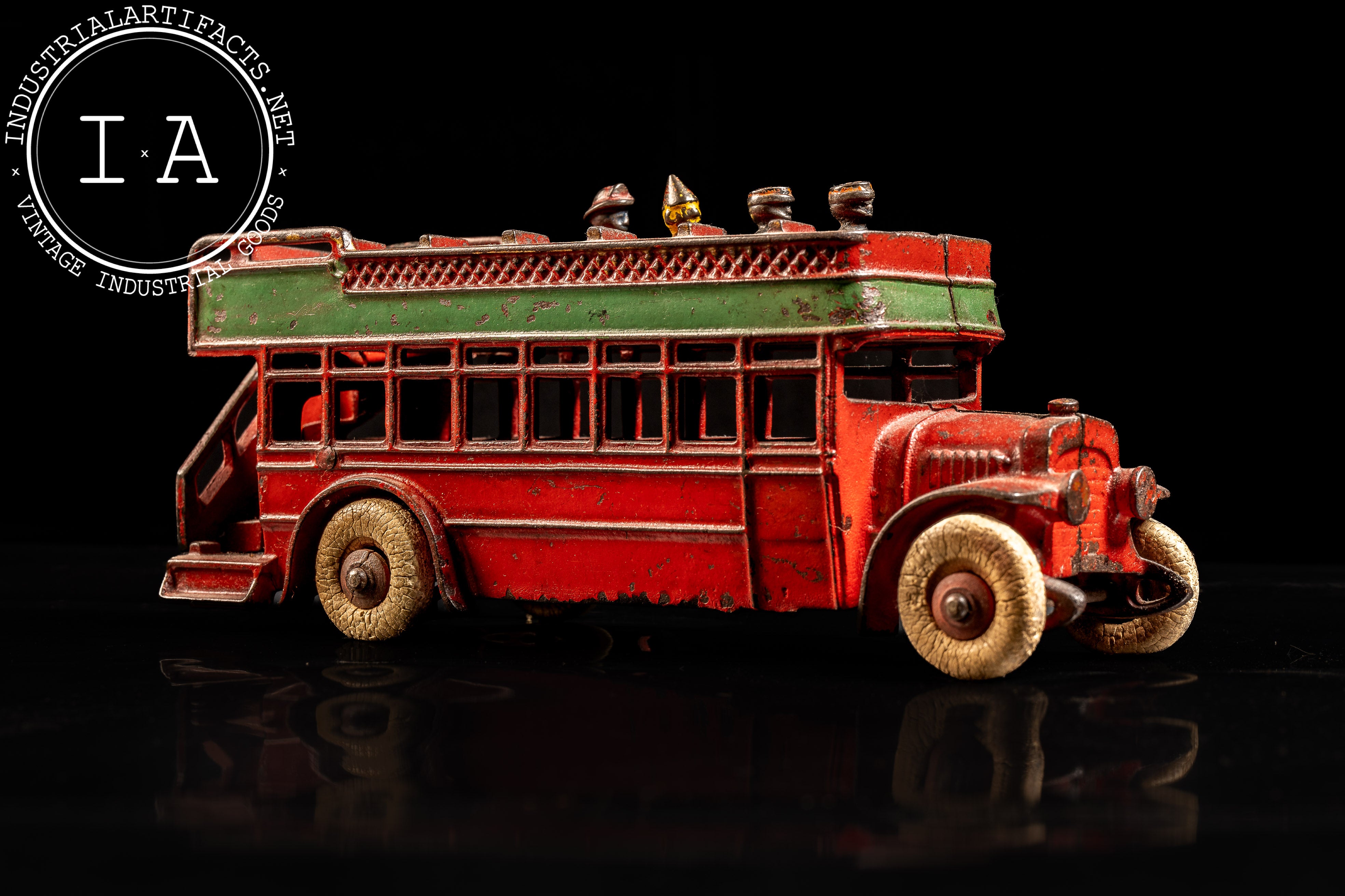 Vintage Arcade Double Decker Yellow Coach Bus in Red – Industrial Artifacts