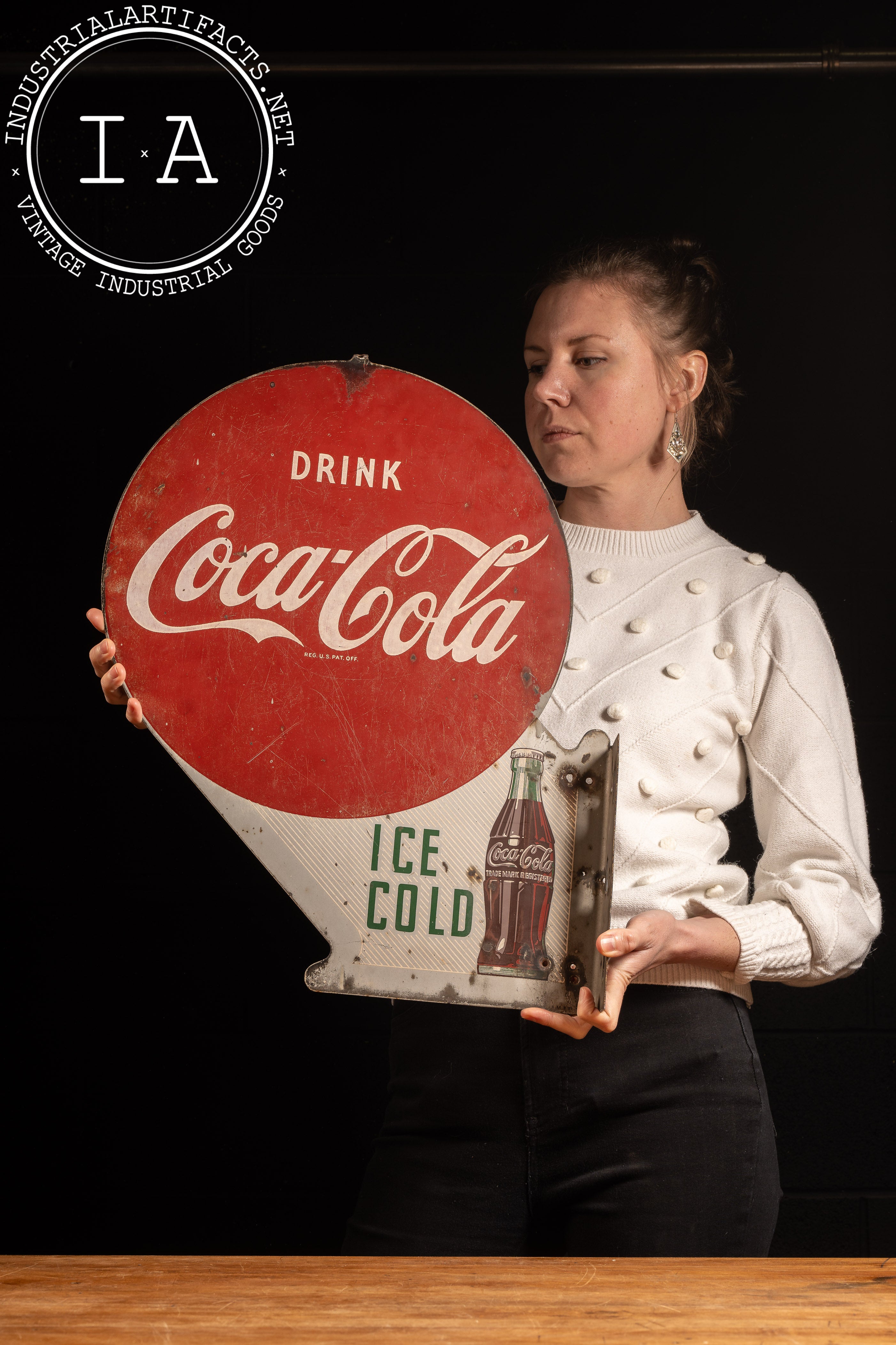 Vintage Double-Sided Porcelain Coca-Cola Flanged Advertising Sign ...