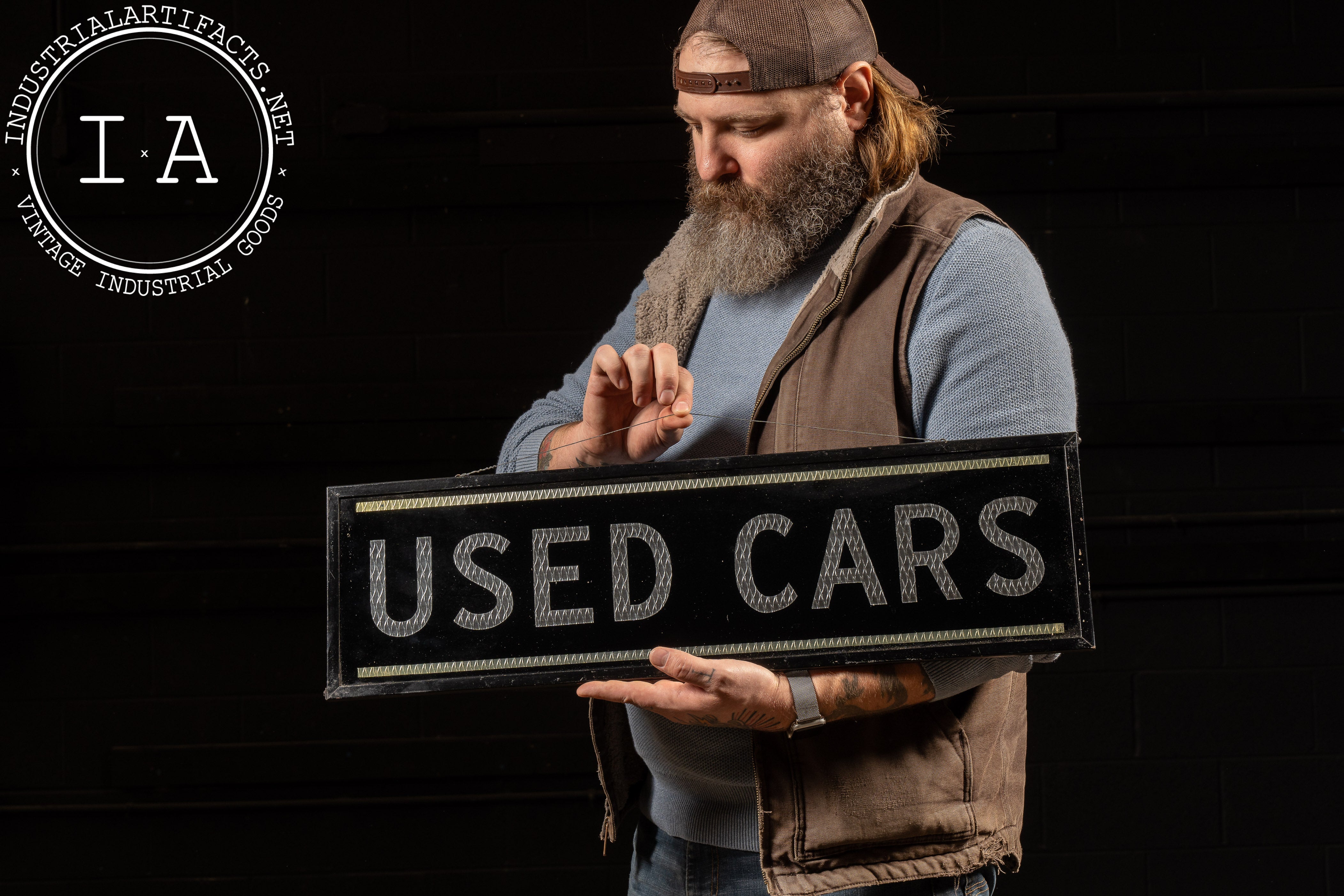 Used Cars Reflective Glass Sign – Industrial Artifacts