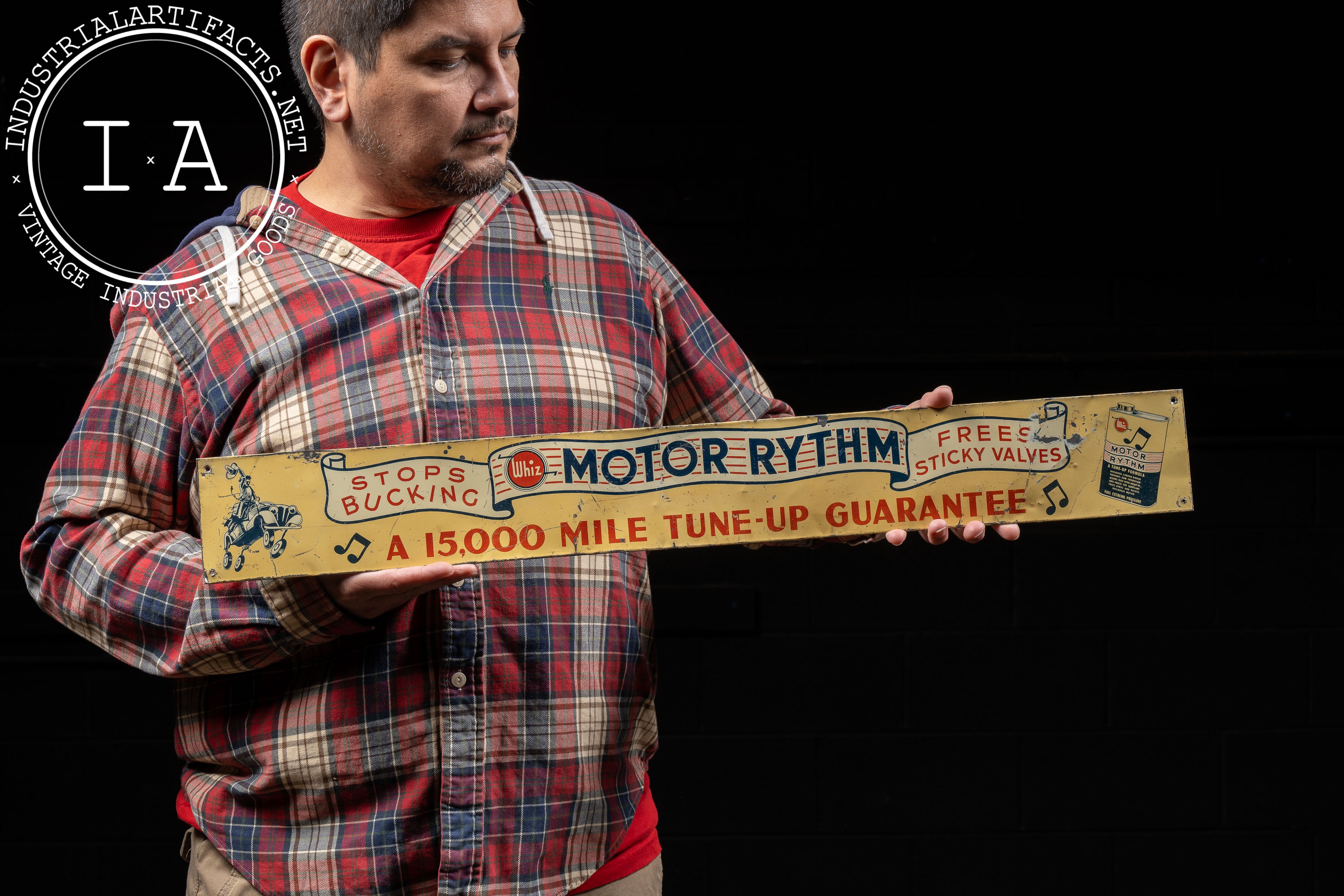 Vintage Motor Rythm Tin Litho Advertising Sign – Industrial Artifacts