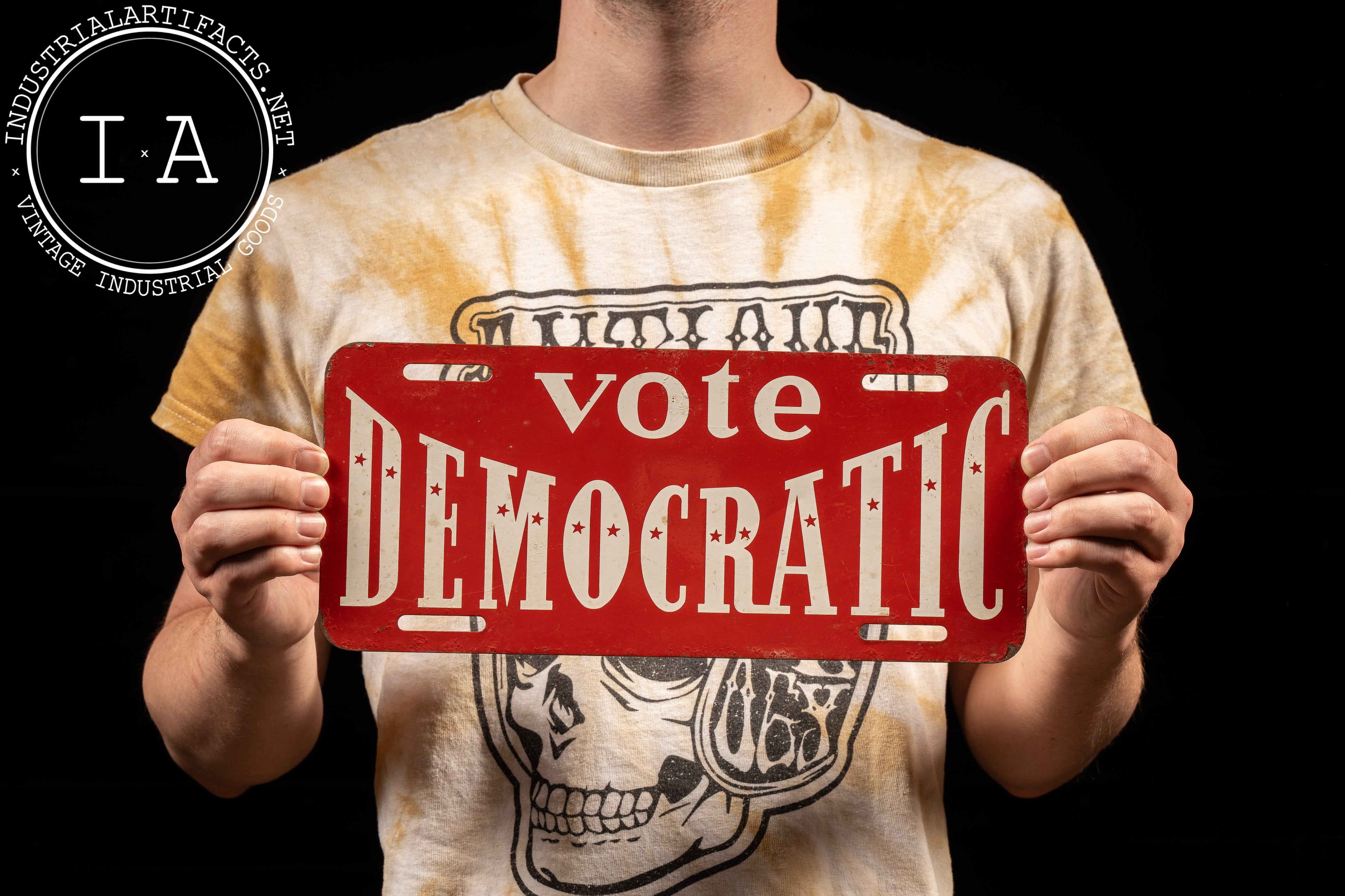 Vintage "Vote Democratic" Political License Plate – Industrial Artifacts