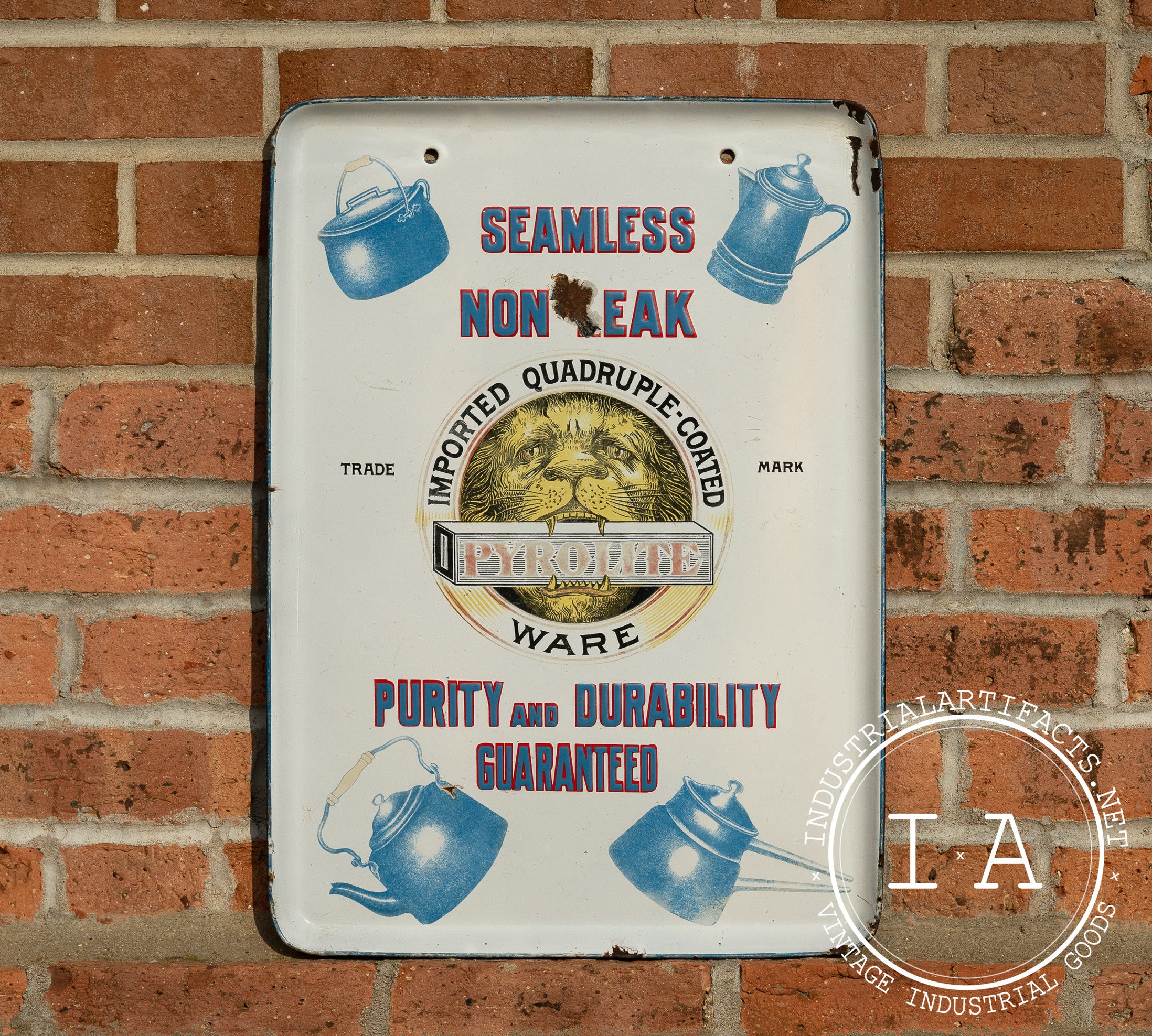 Antique Porcelain Pyrolite Advertising Sign – Industrial Artifacts