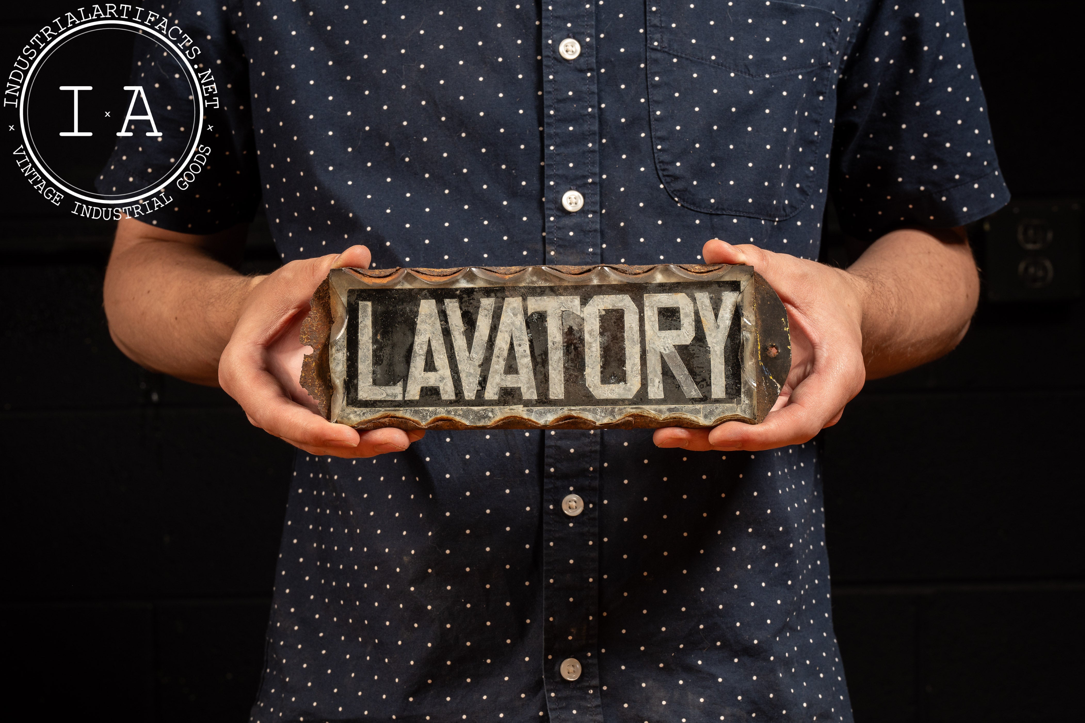 Early 20th Century Scalloped Glass Lavatory Sign – Industrial Artifacts