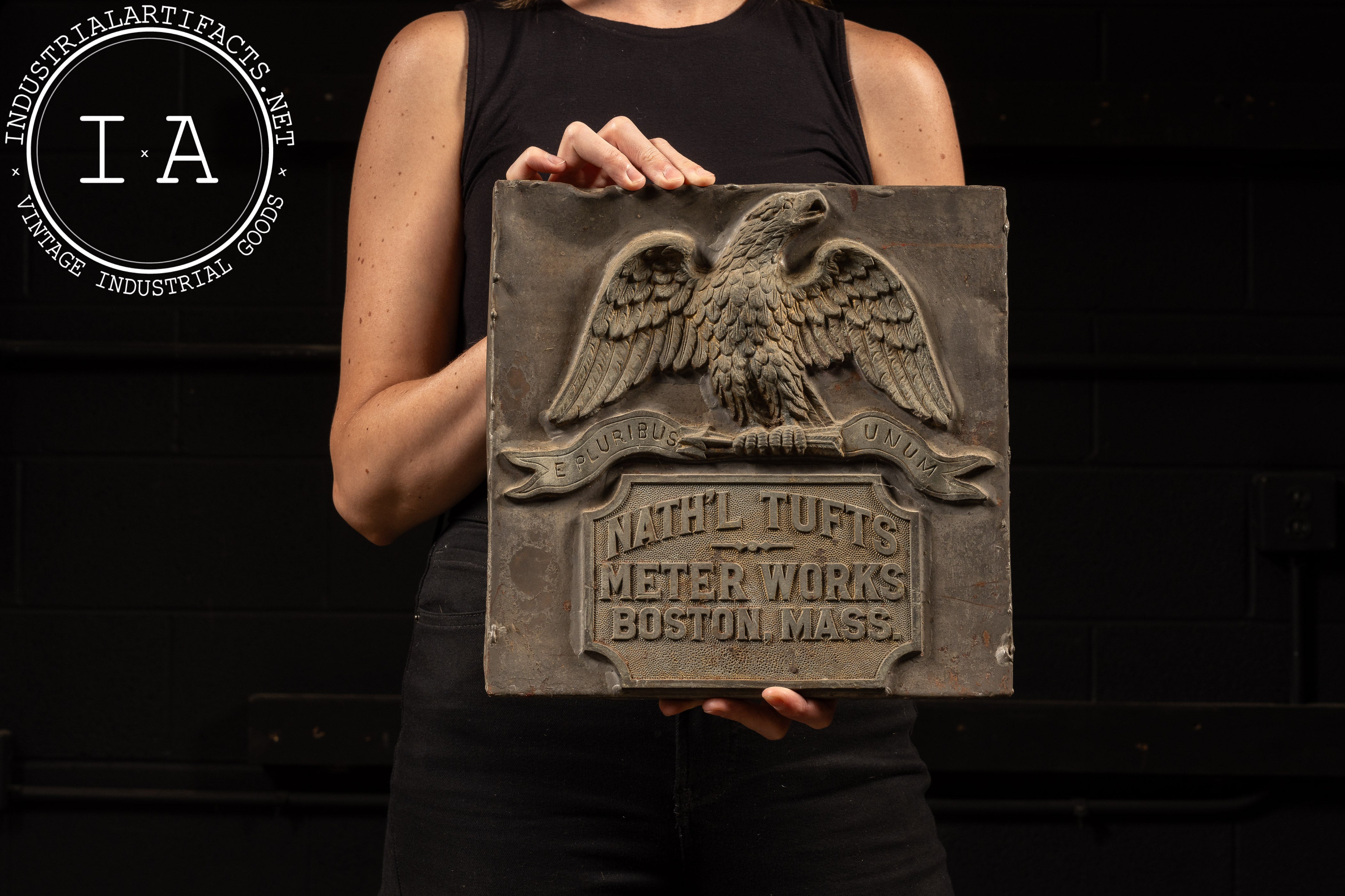 Late 19th Century Cast Metal Meter Works Sign – Industrial Artifacts