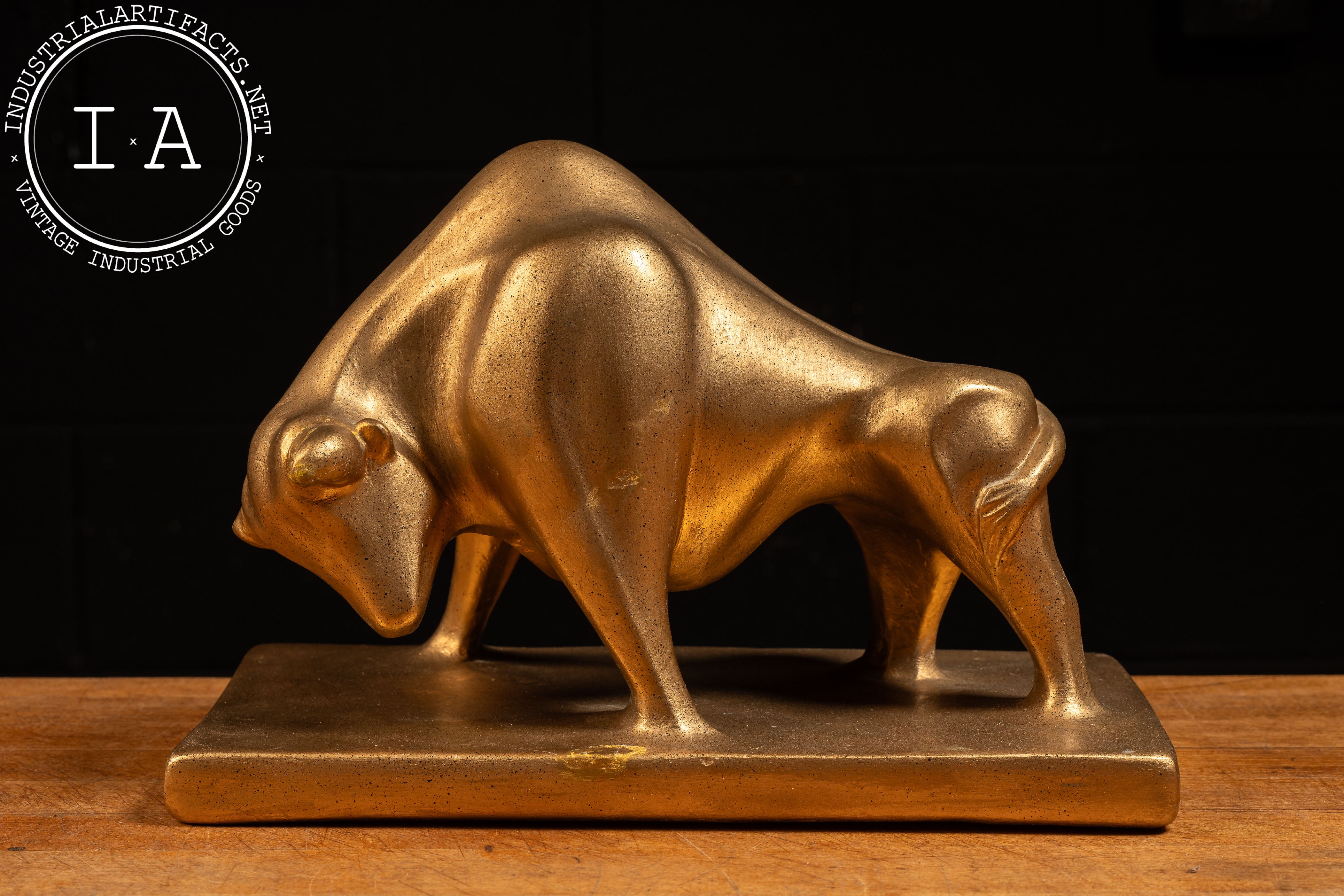 MCM Ceramic Bull Sculpture in Gold – Industrial Artifacts