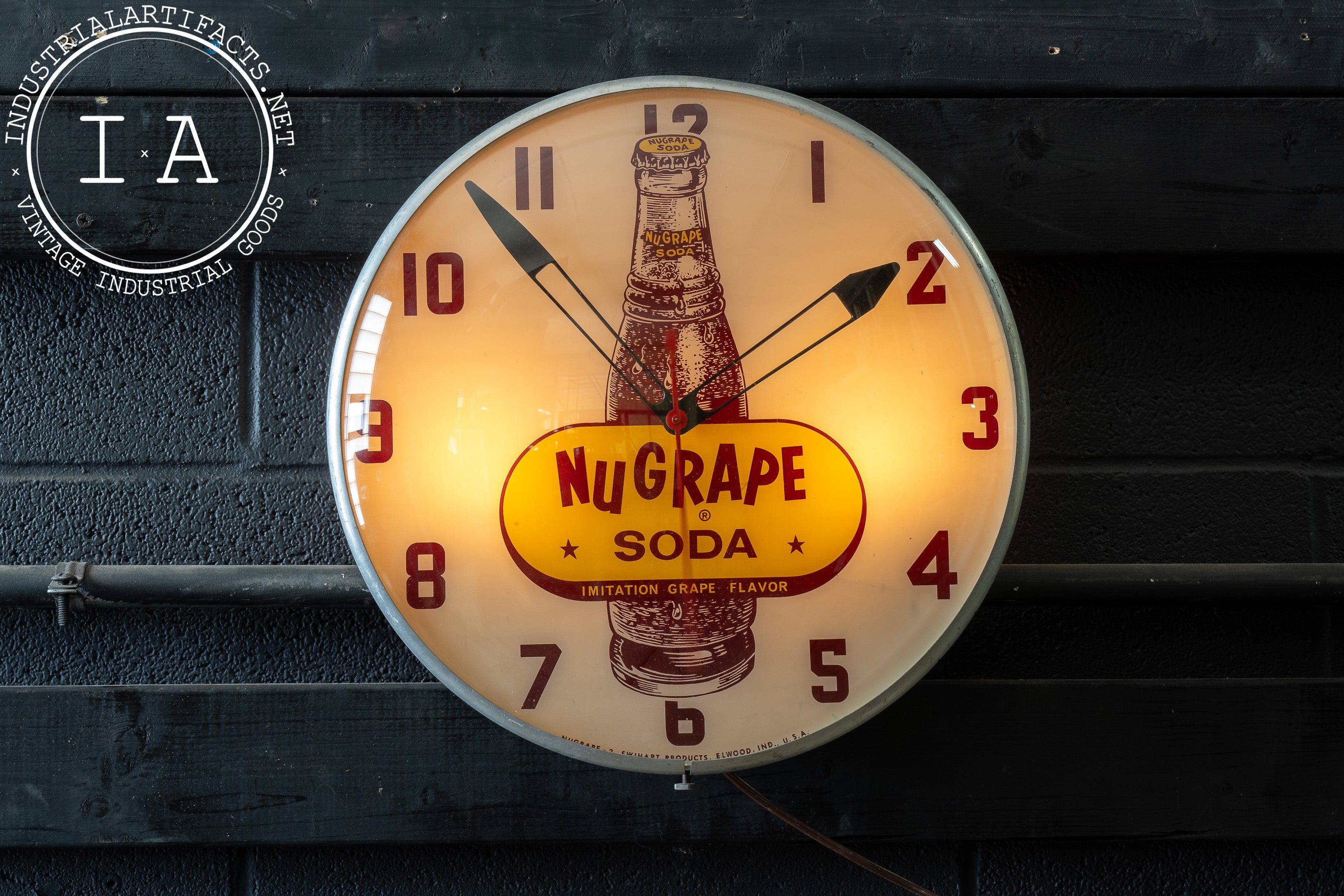 Vintage Lighted NuGrape Advertising Clock – Industrial Artifacts