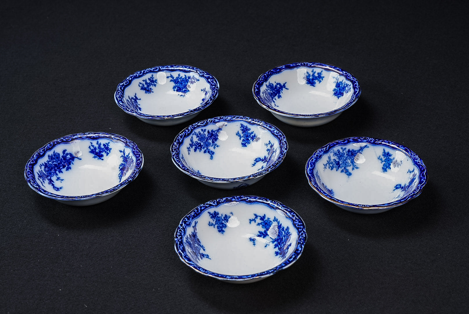 Set of 6 Victorian Flow Blue Cereal Bowls by Stanley Pottery ...