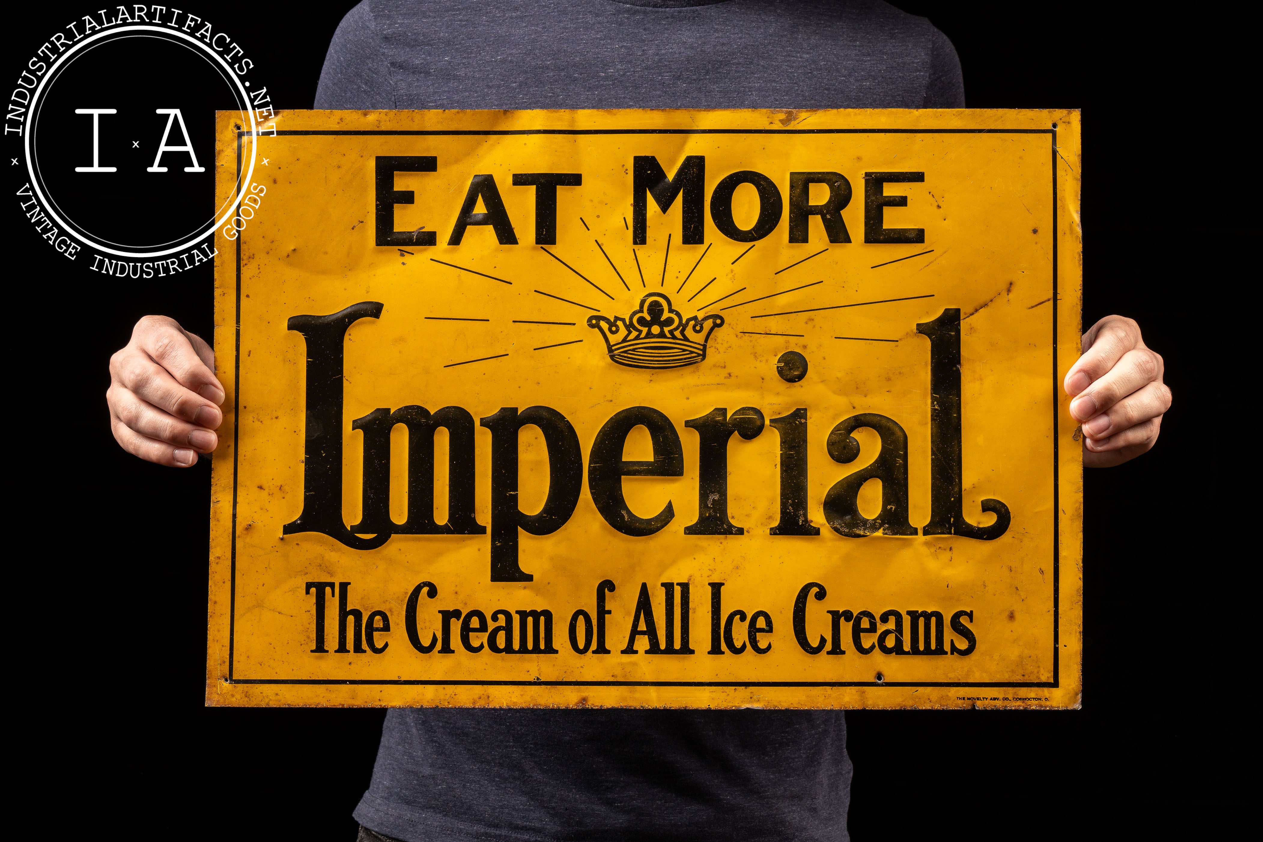 Antique Imperial Ice Cream Embossed Tin Sign – Industrial Artifacts