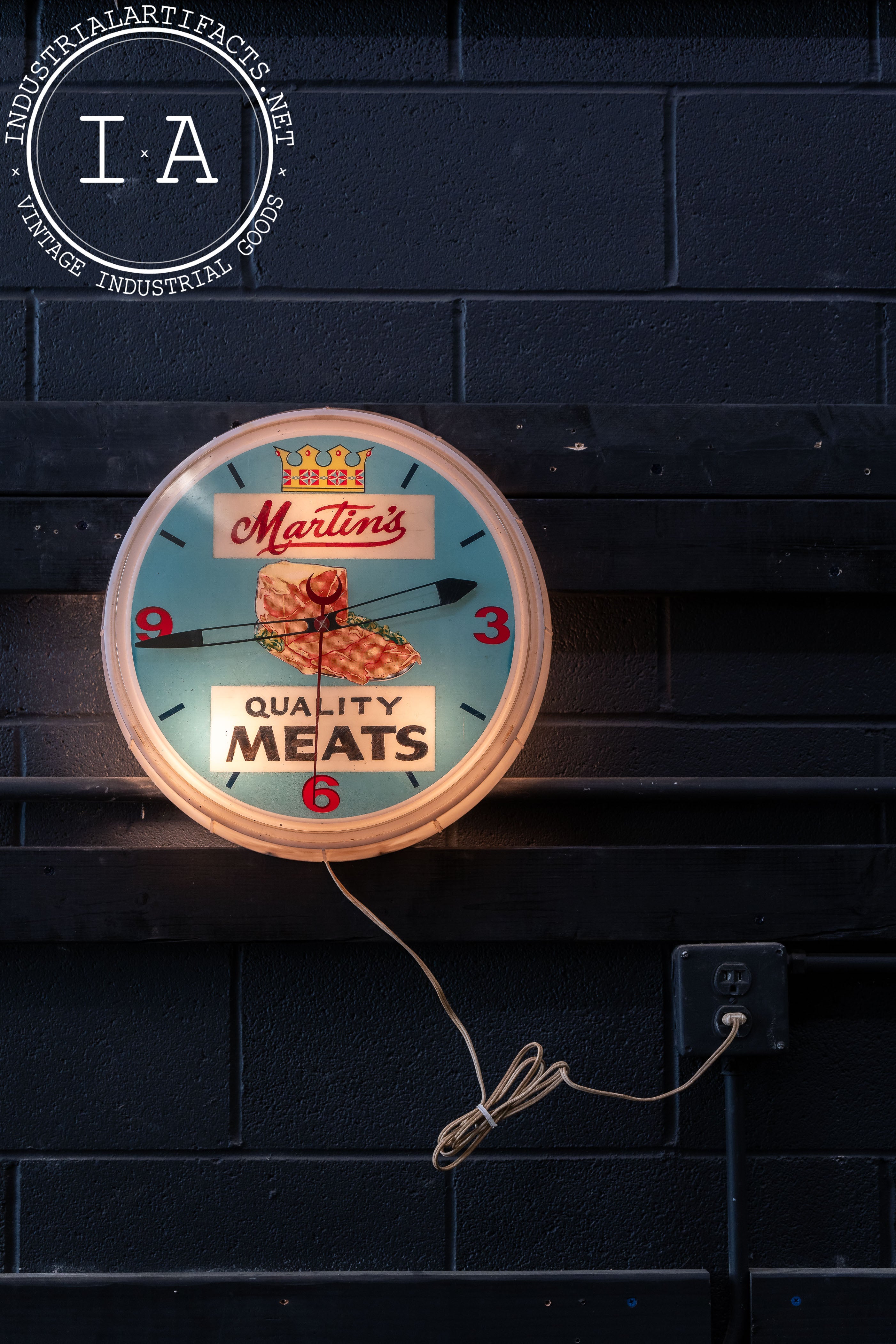 Martin's Quality Meats Lighted Advertising Clock – Industrial Artifacts