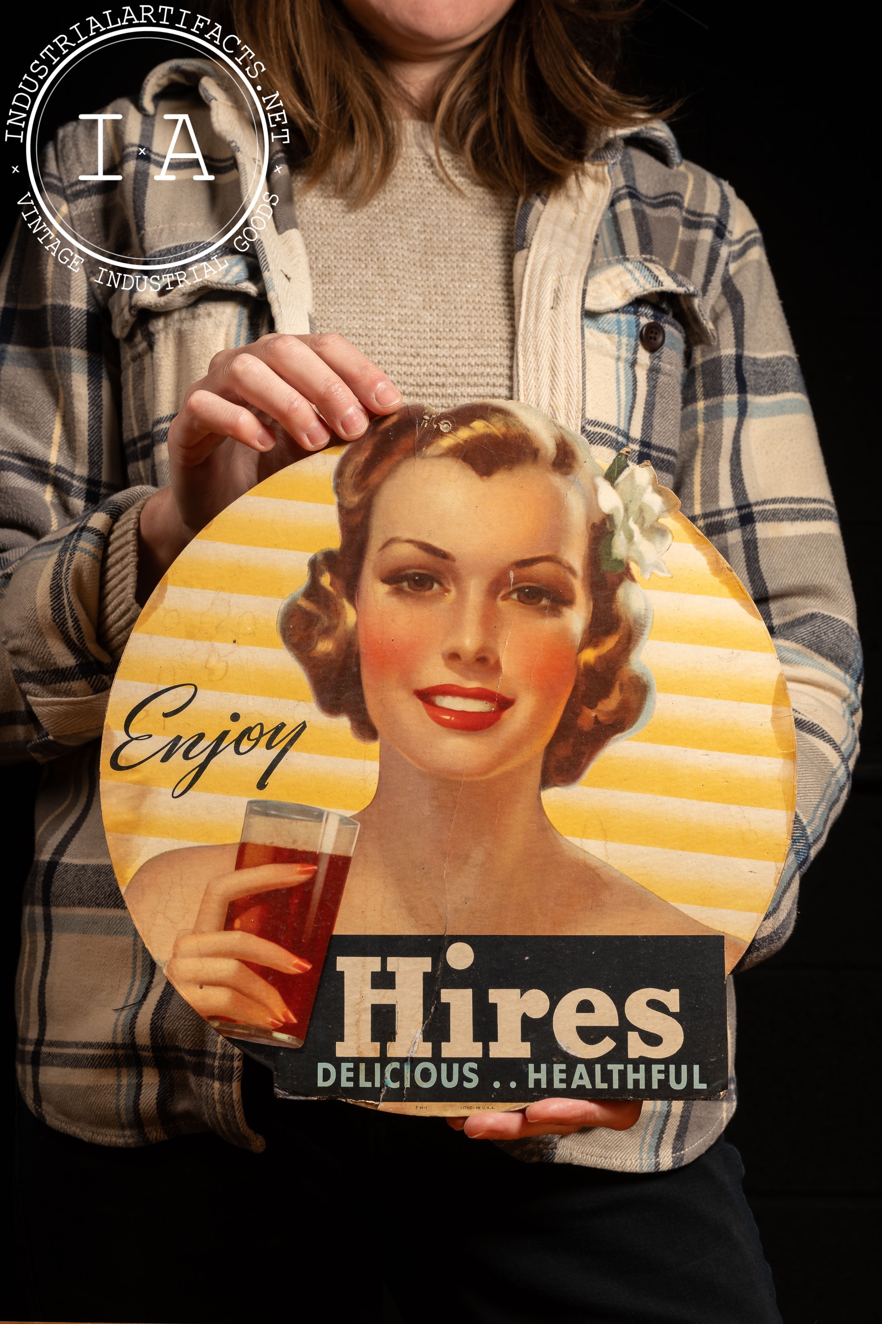 Vintge Hires Root Beer Cardstock Sign – Industrial Artifacts