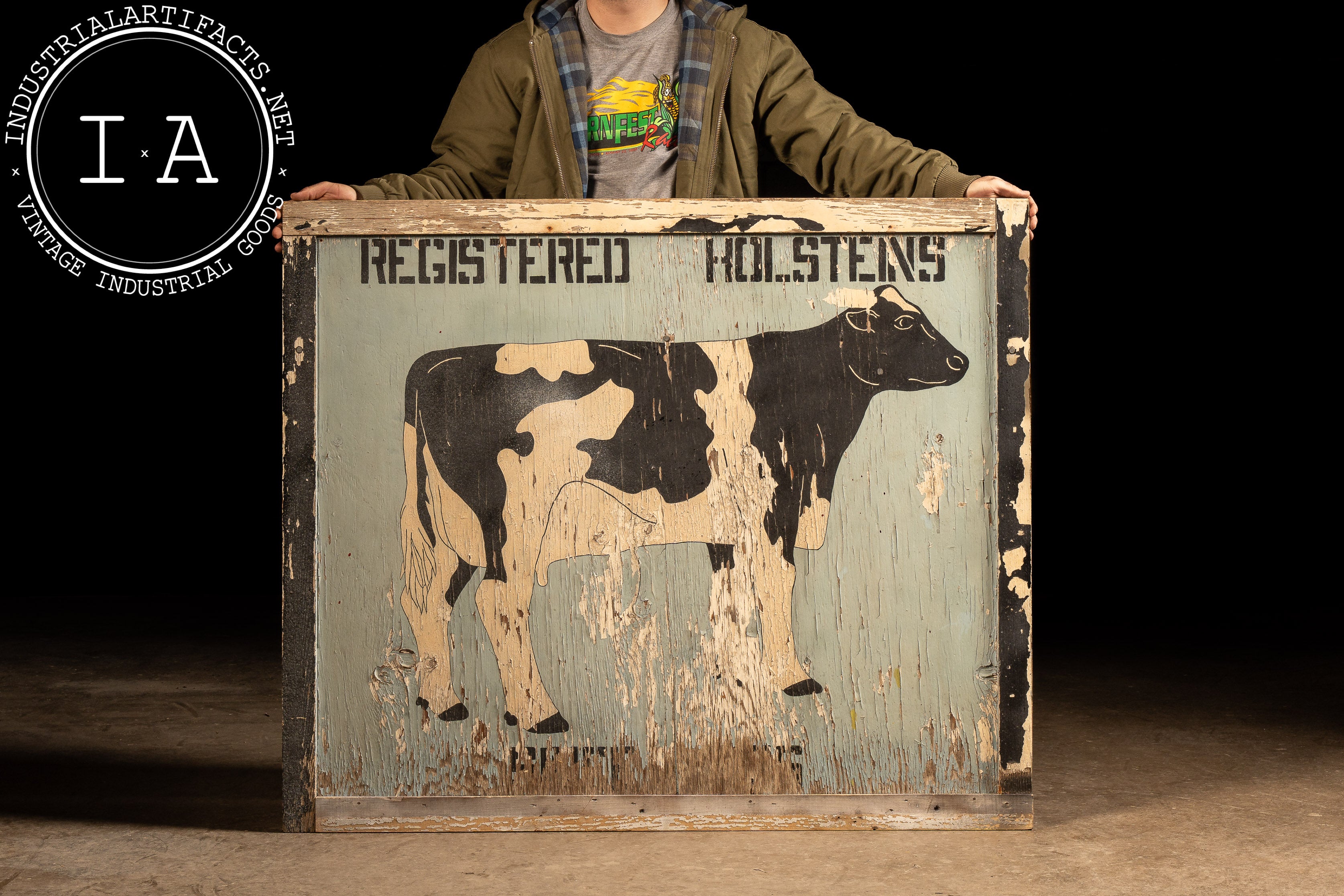Vintage "Registered Holsteins" Painted Wooden Sign – Industrial Artifacts