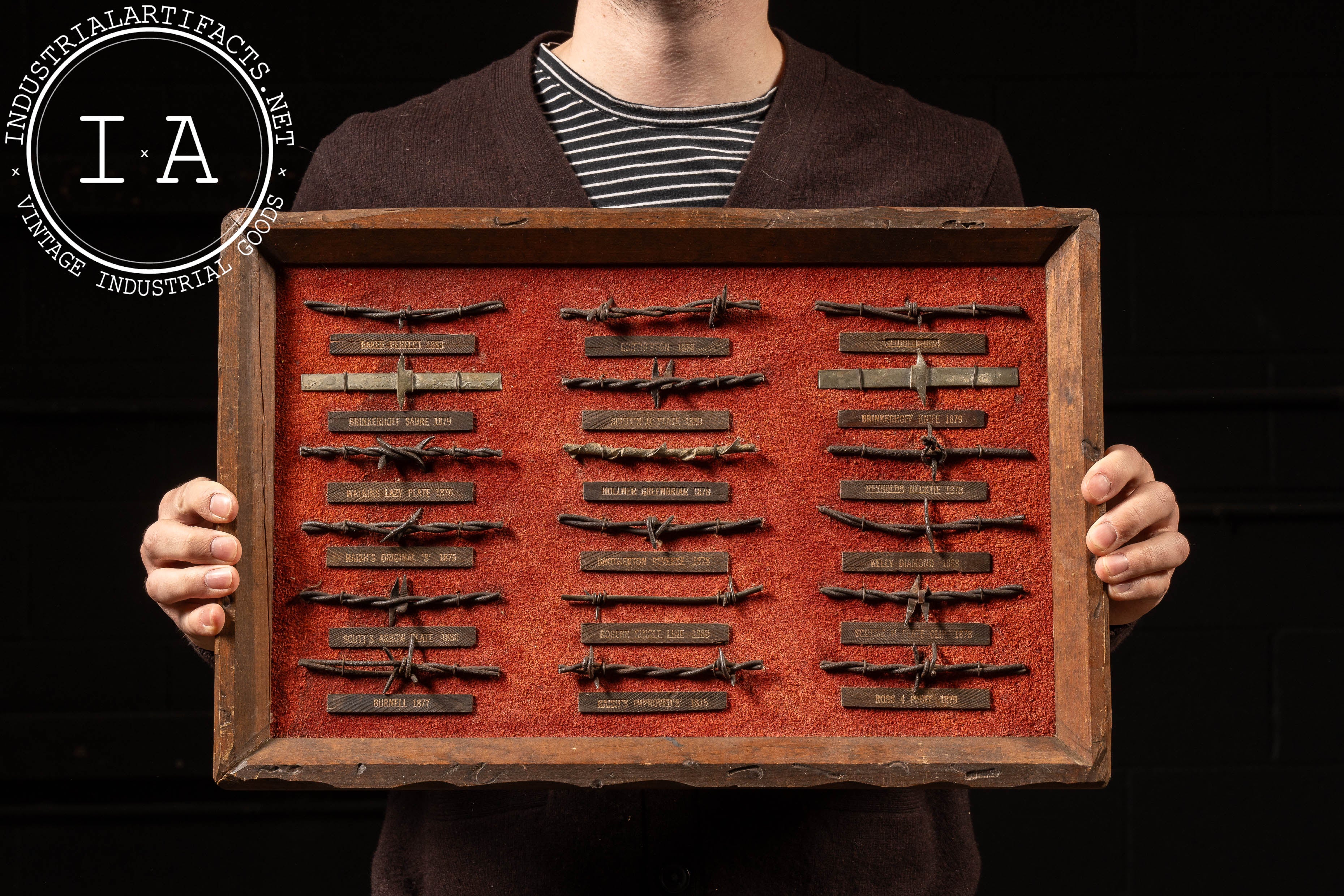 Historical Barbed Wire Framed Display – Industrial Artifacts