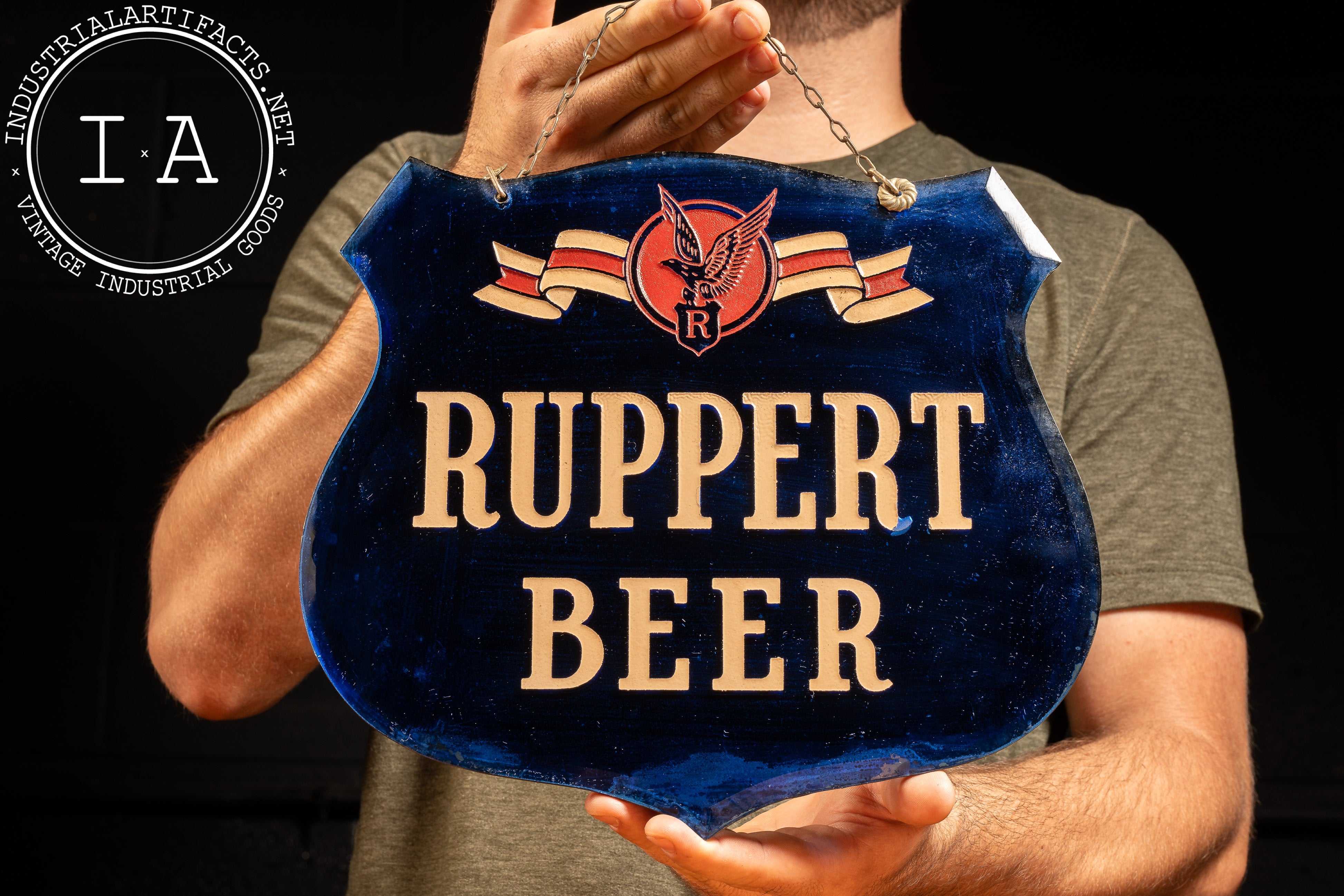 Vintage Etched Glass Ruppert Beer Advertising Sign – Industrial Artifacts