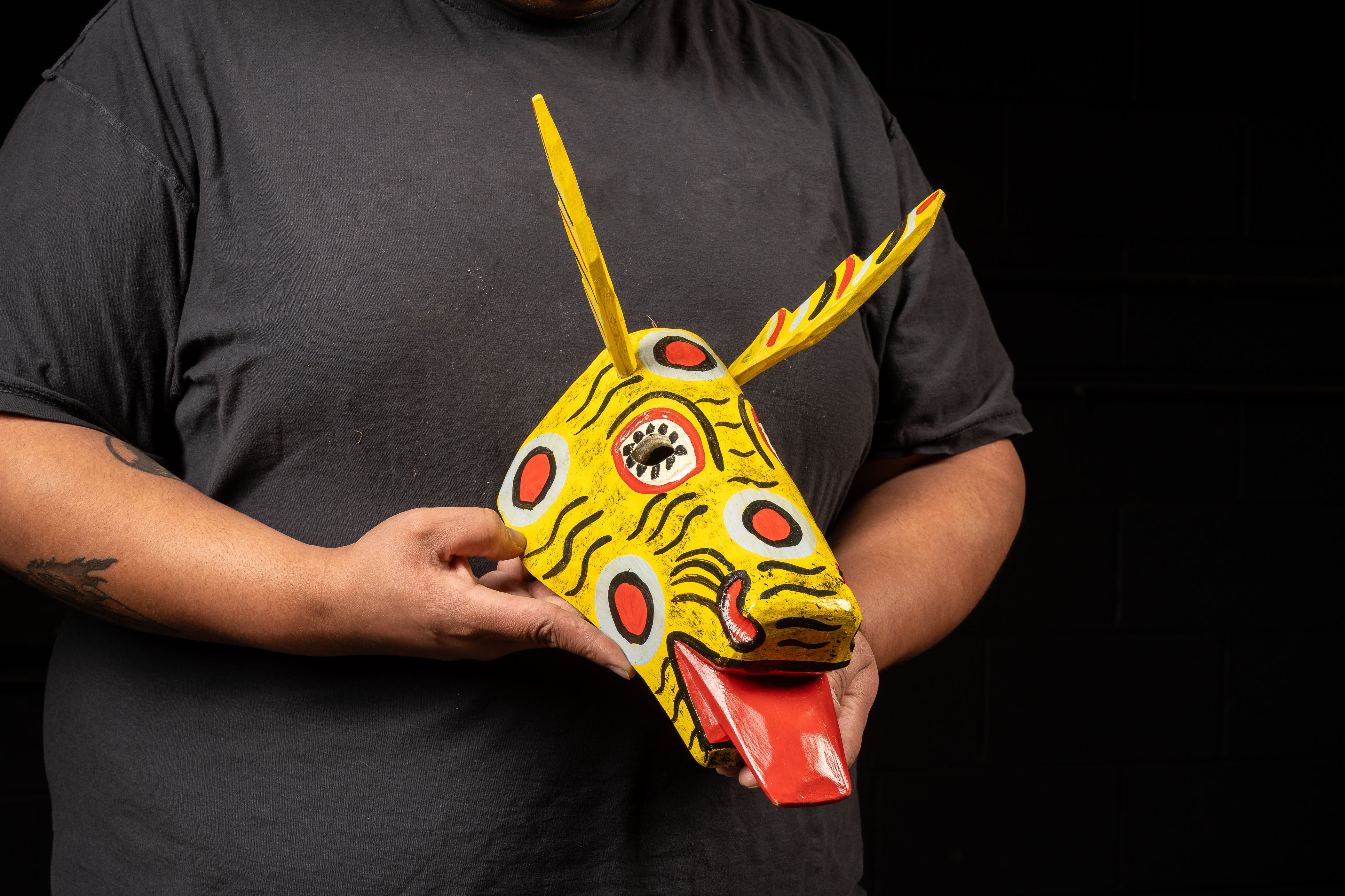 Vintage Alebrije Dragon Totem Mask – Industrial Artifacts