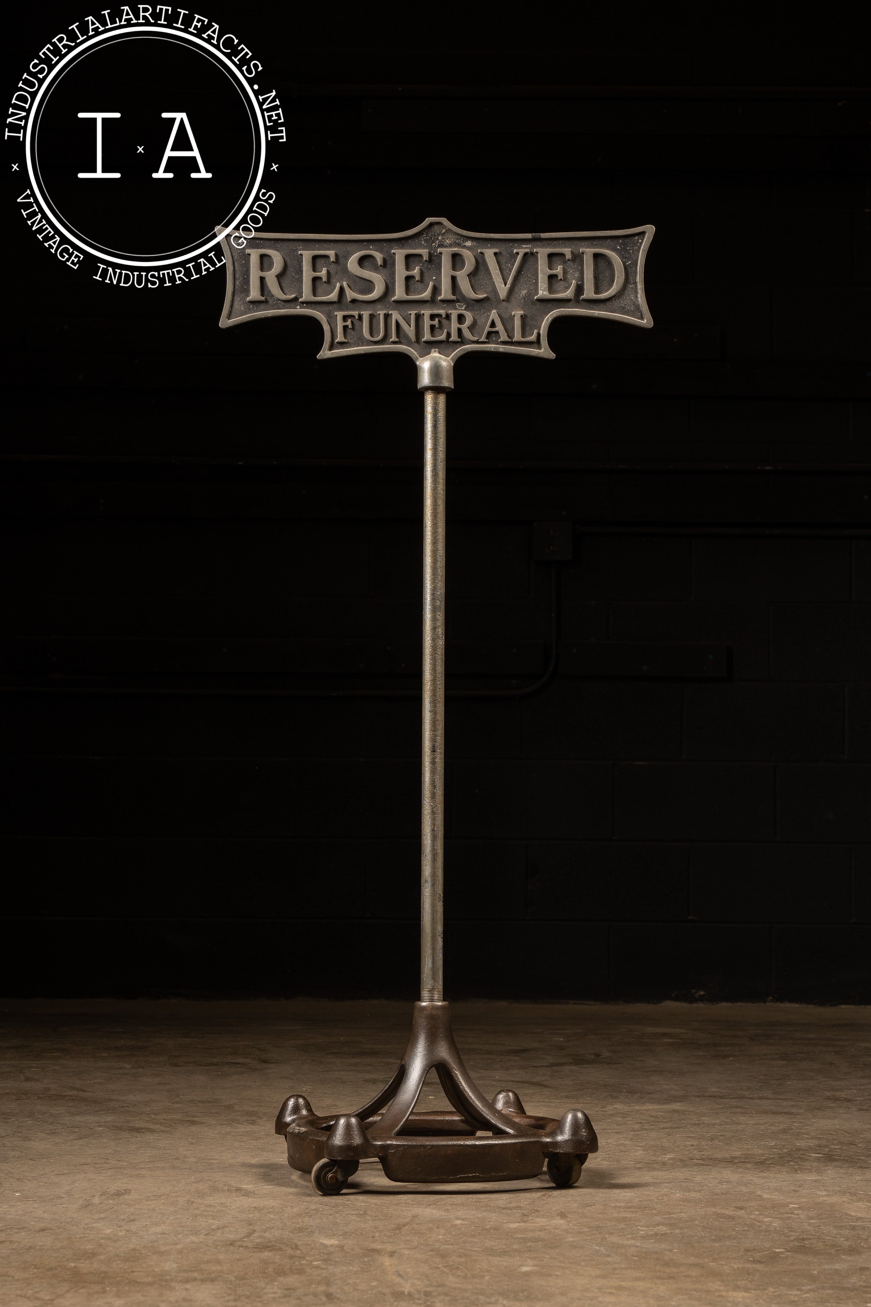 Early 20th Century Cast Iron Funeral Parking Sign – Industrial Artifacts