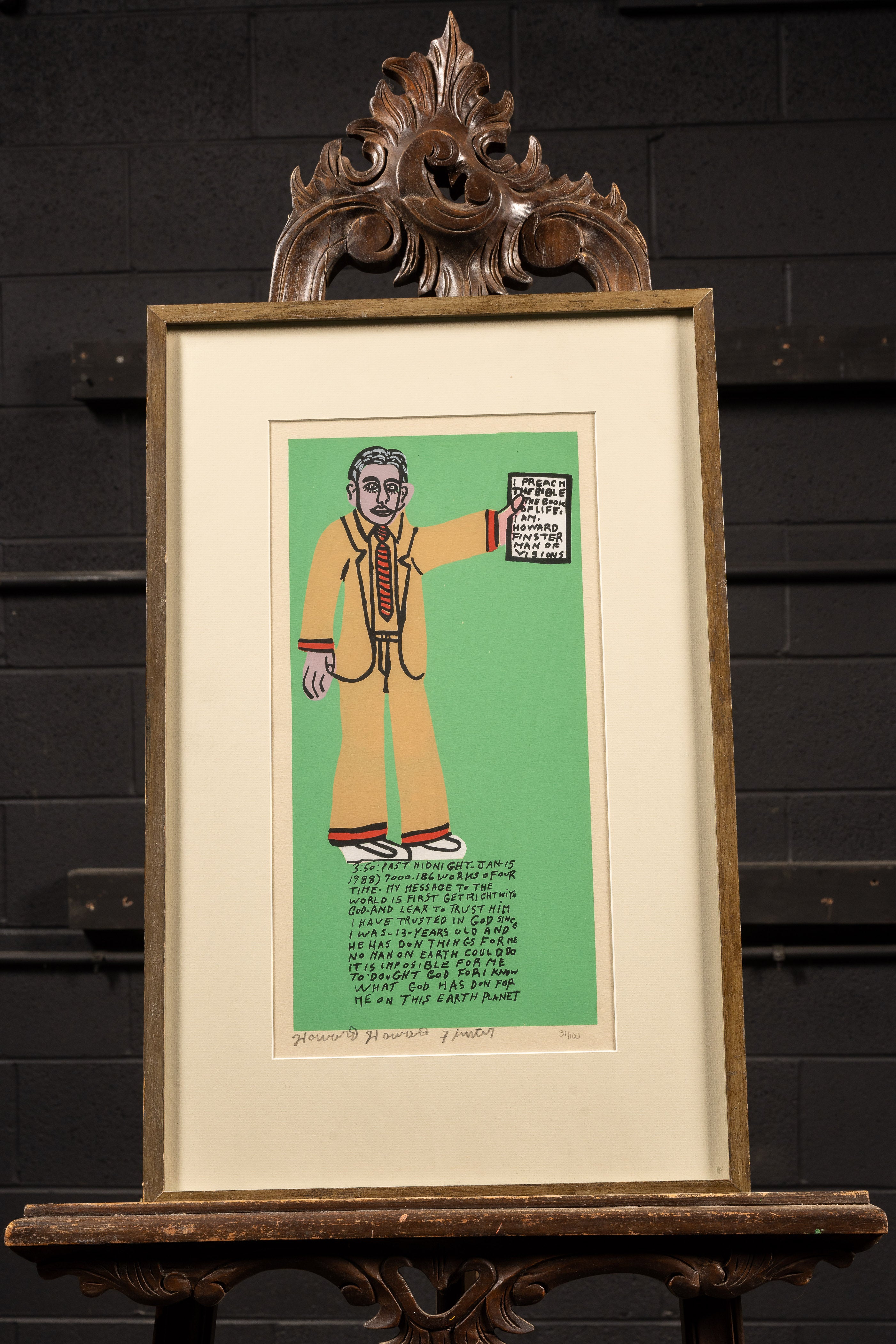 Man Of Visions by Howard Finster, 31/100 Art Print Dated 1988 ...