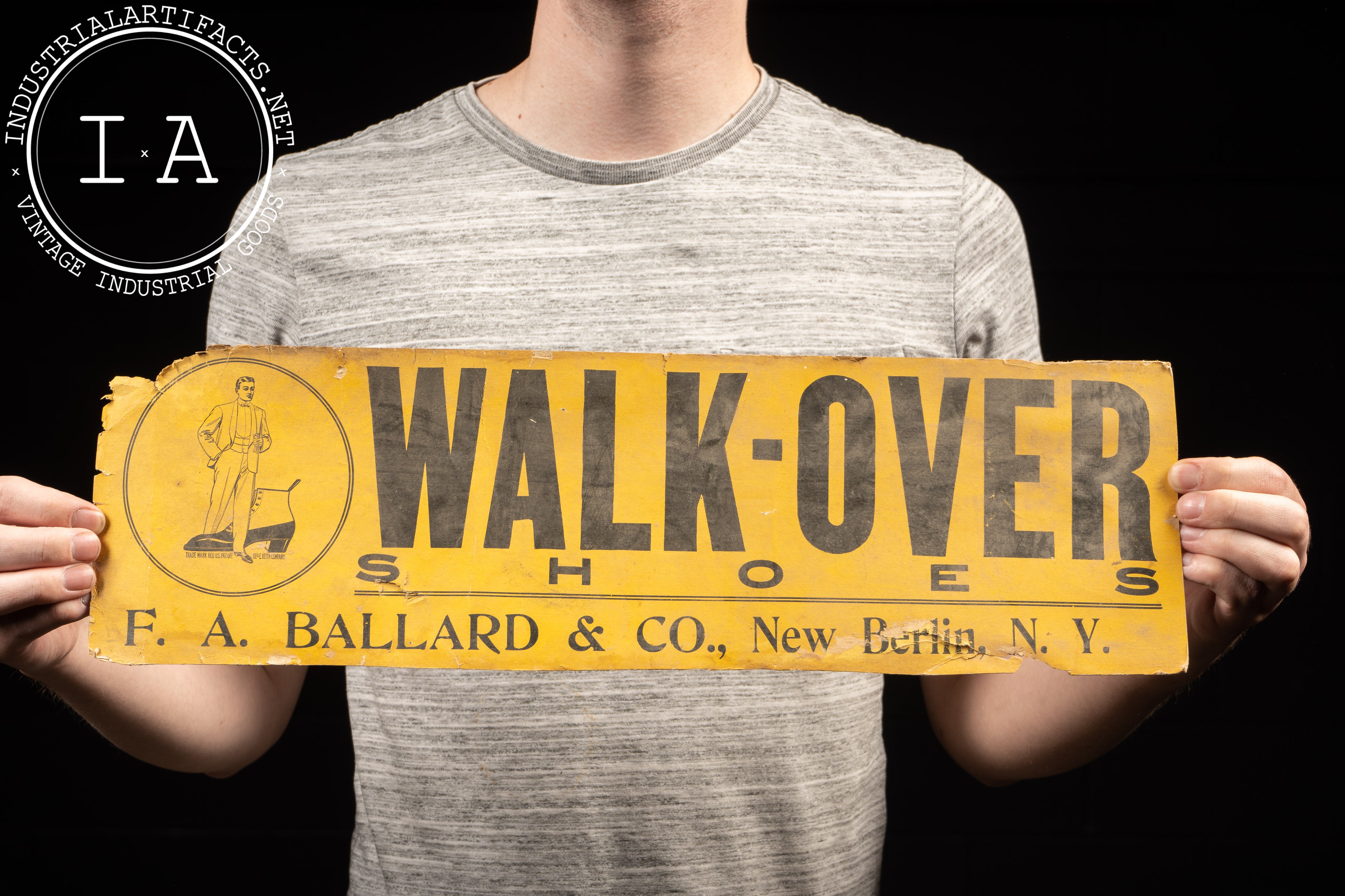 Antique "Walk-Over Shoes" Cardstock Sign – Industrial Artifacts