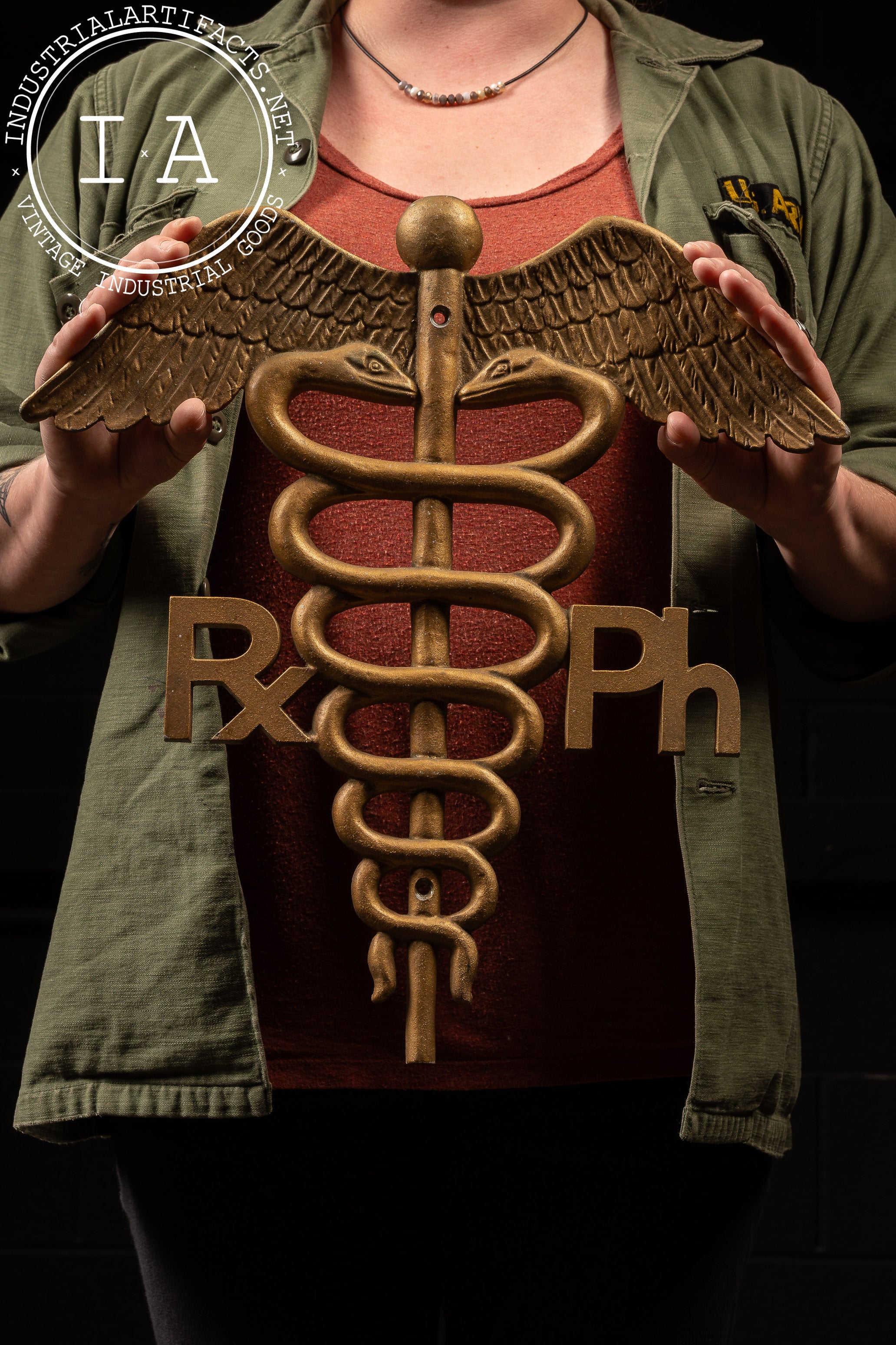 Caduceus Cast Aluminum Wall Decoration – Industrial Artifacts