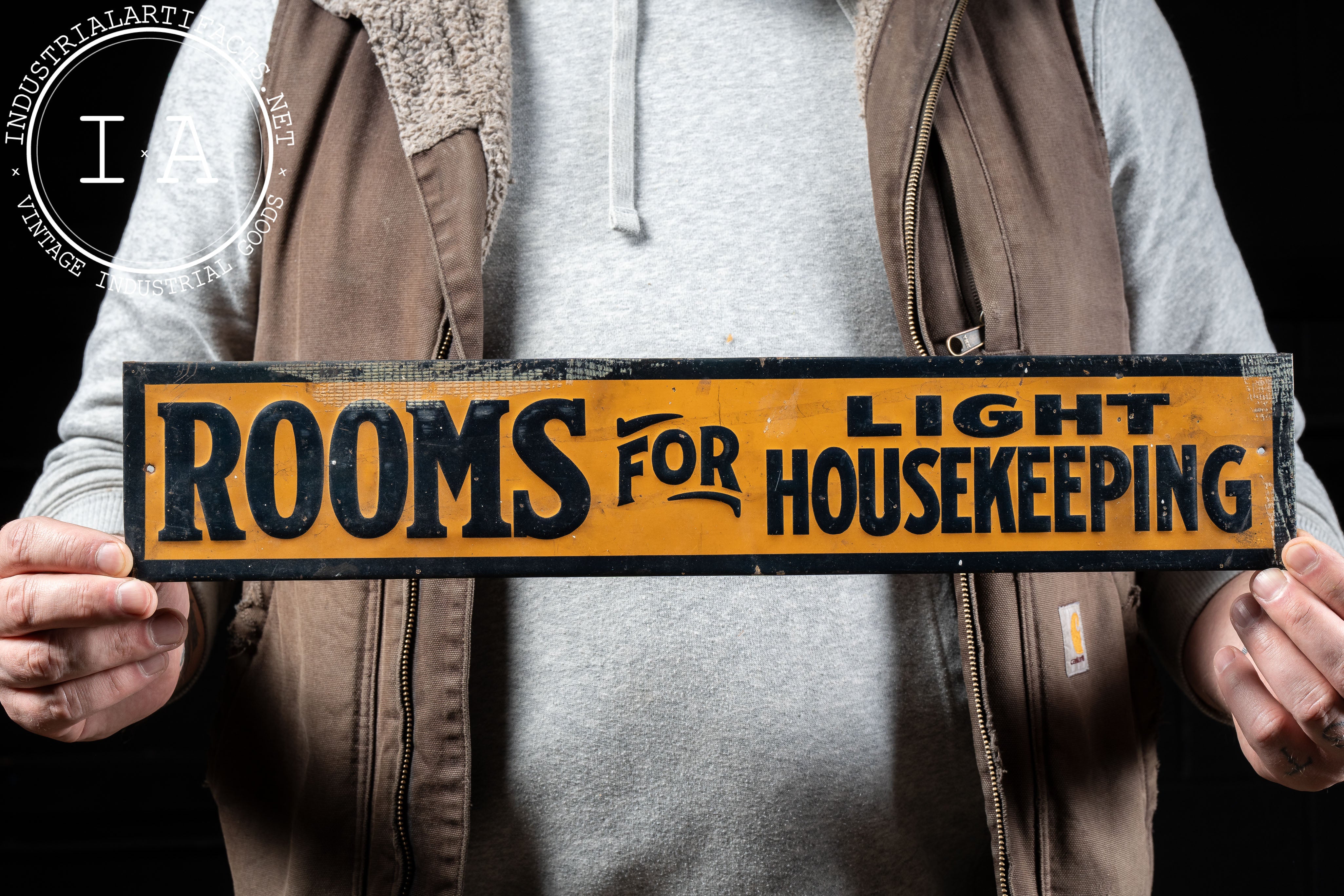 Antique "Rooms For Light Housekeeping" Embossed Tin Litho Sign ...