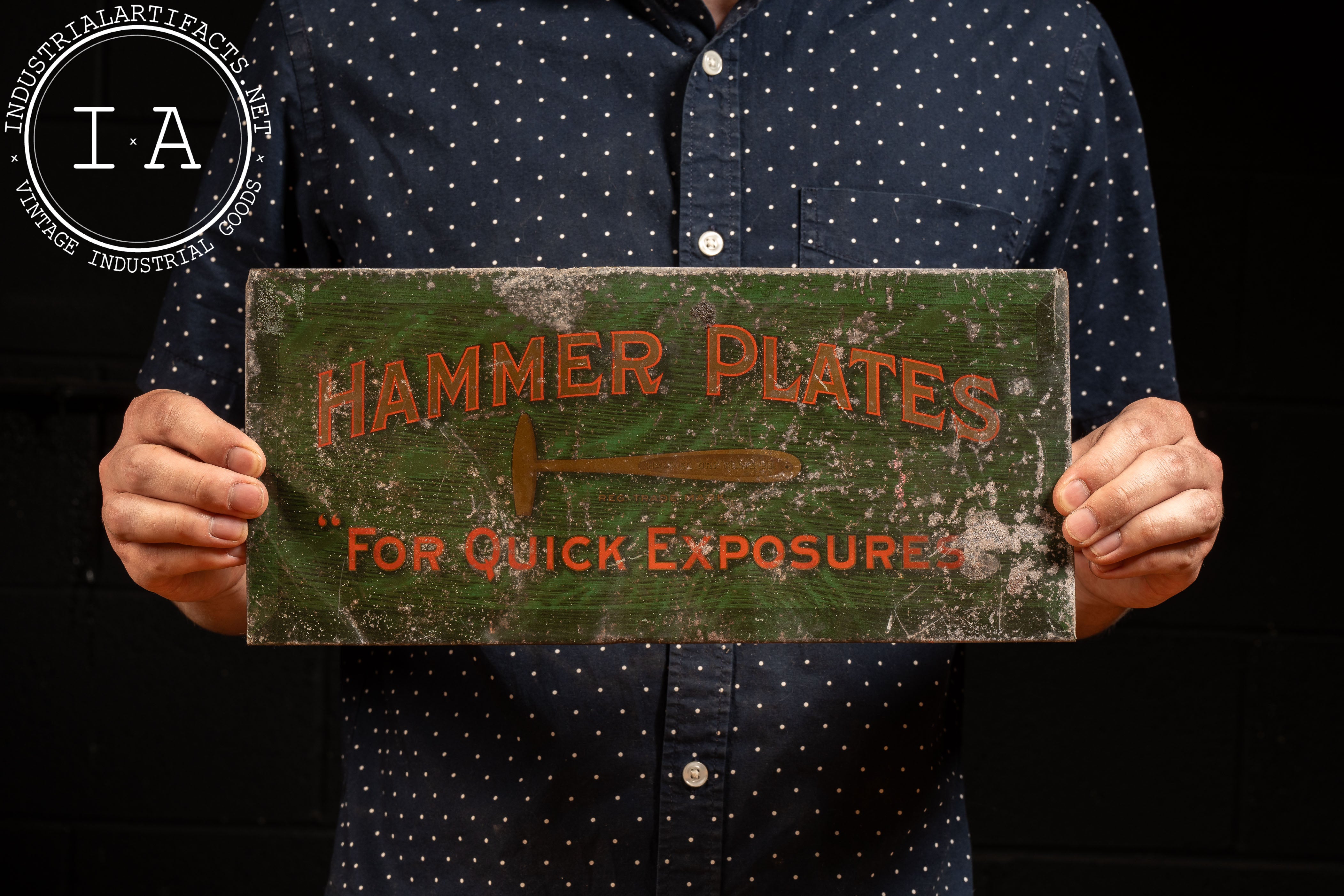 Antique Hammer Photographic Plates TOC Sign – Industrial Artifacts