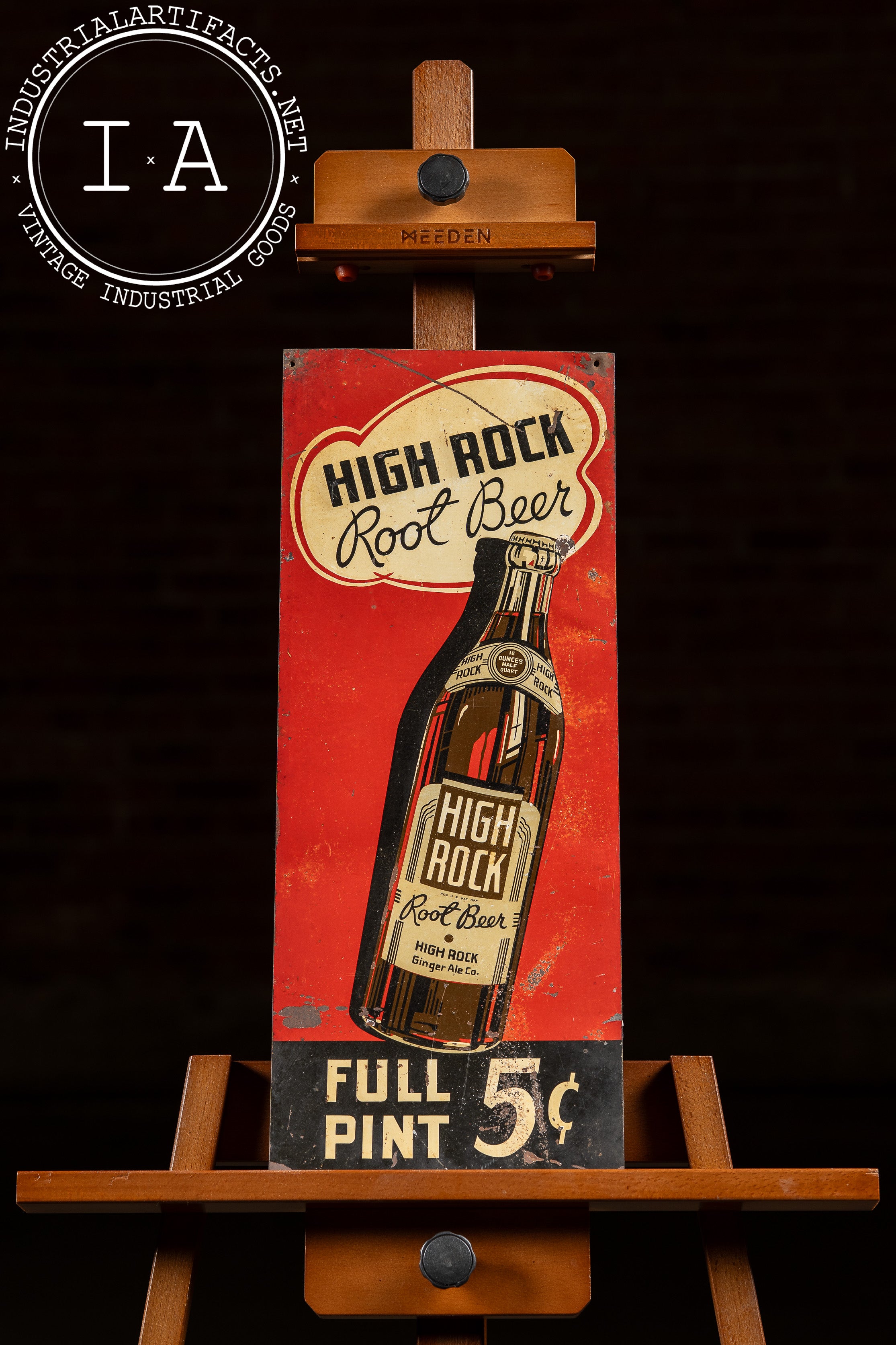 Vintage High Rock Root Beer 5¢ Tin Litho Sign – Industrial Artifacts