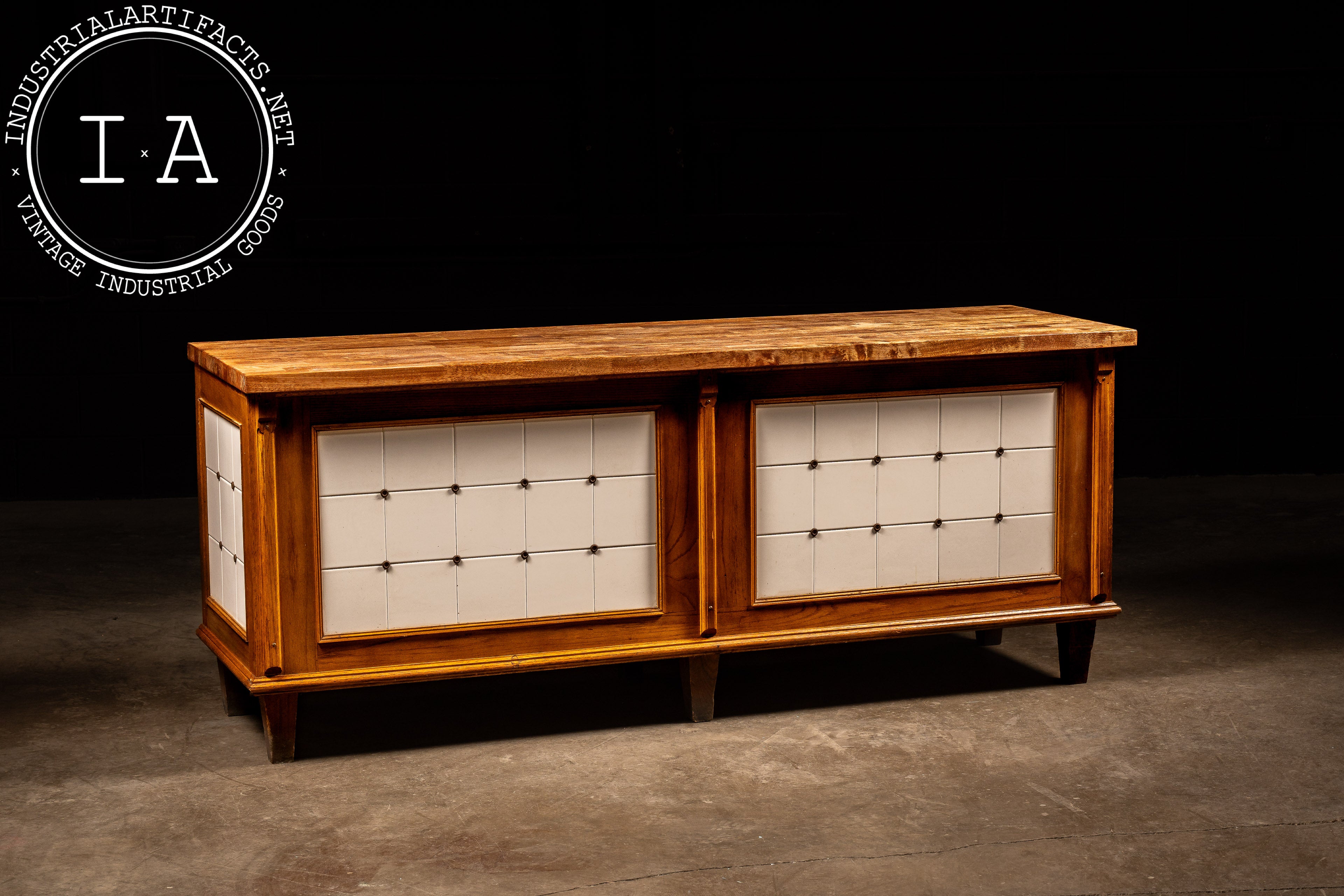 Early 20th Century Bromann Bros. Butcher Shop Counter with Milk Glass ...