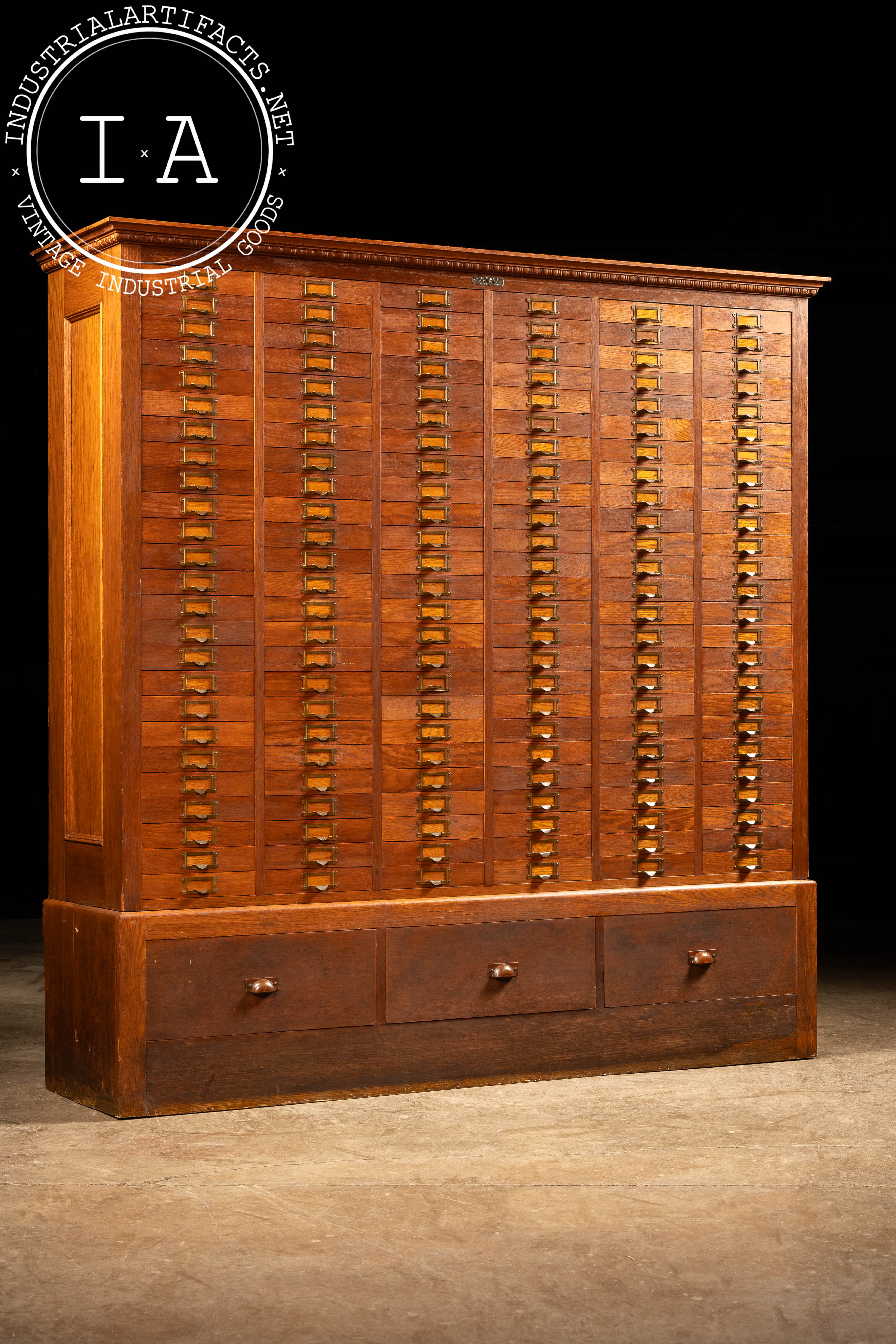 Massive Antique 153-Drawer Oak Apothecary Cabinet – Industrial Artifacts