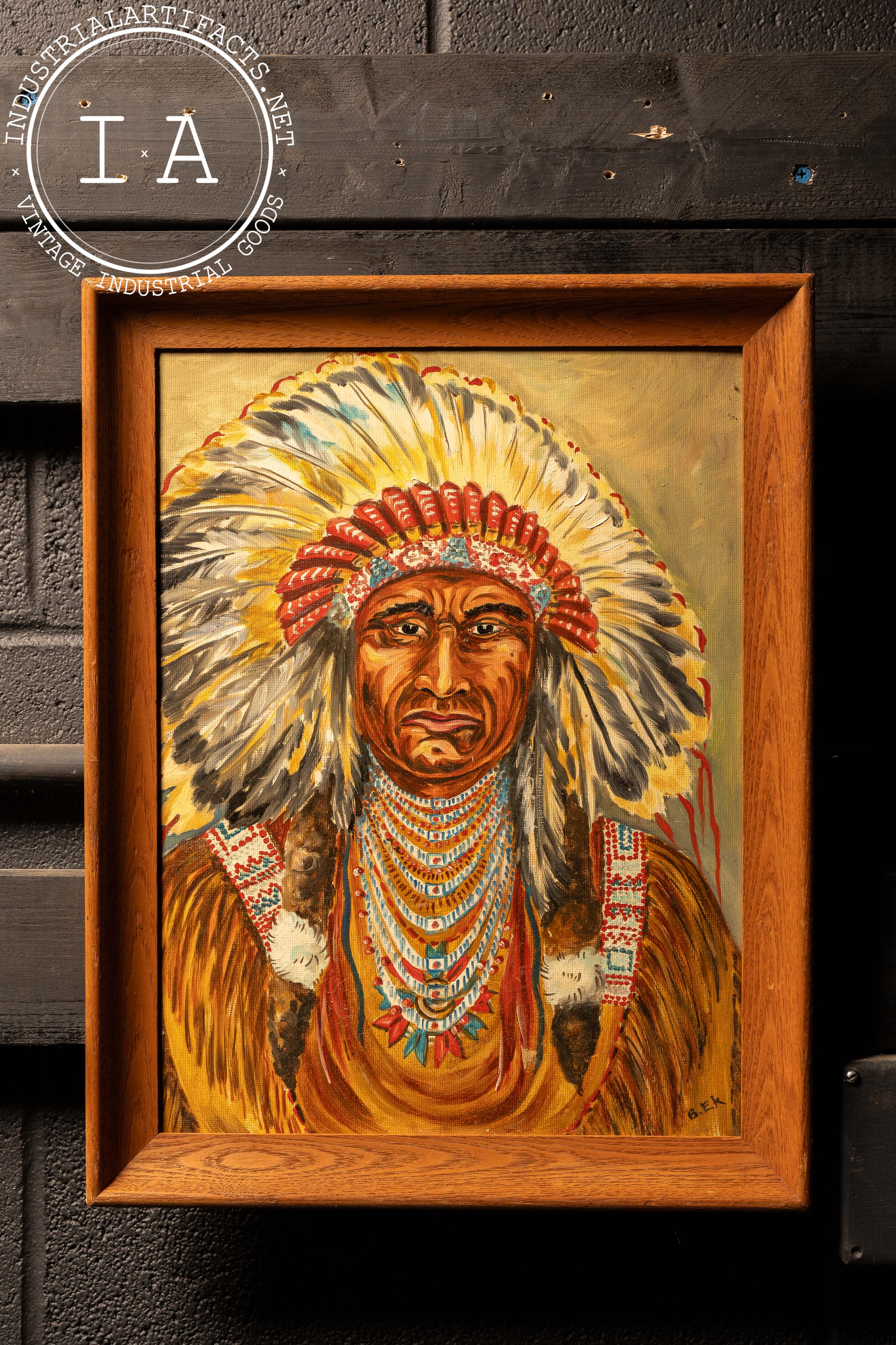 Chief Joseph | Framed Oil on Canvas Painting – Industrial Artifacts