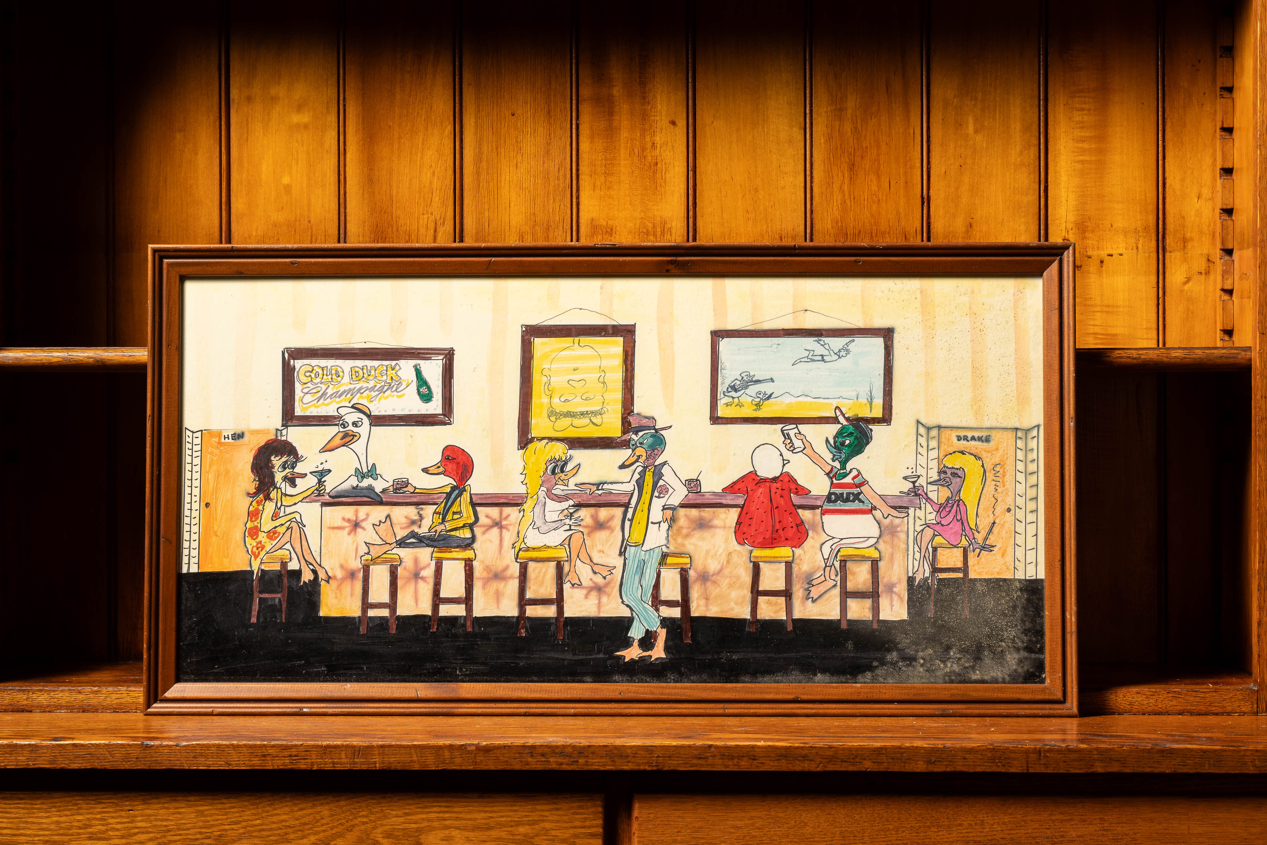 Vintage Anthropomorphic Duck Bar Scene Illustration – Industrial Artifacts