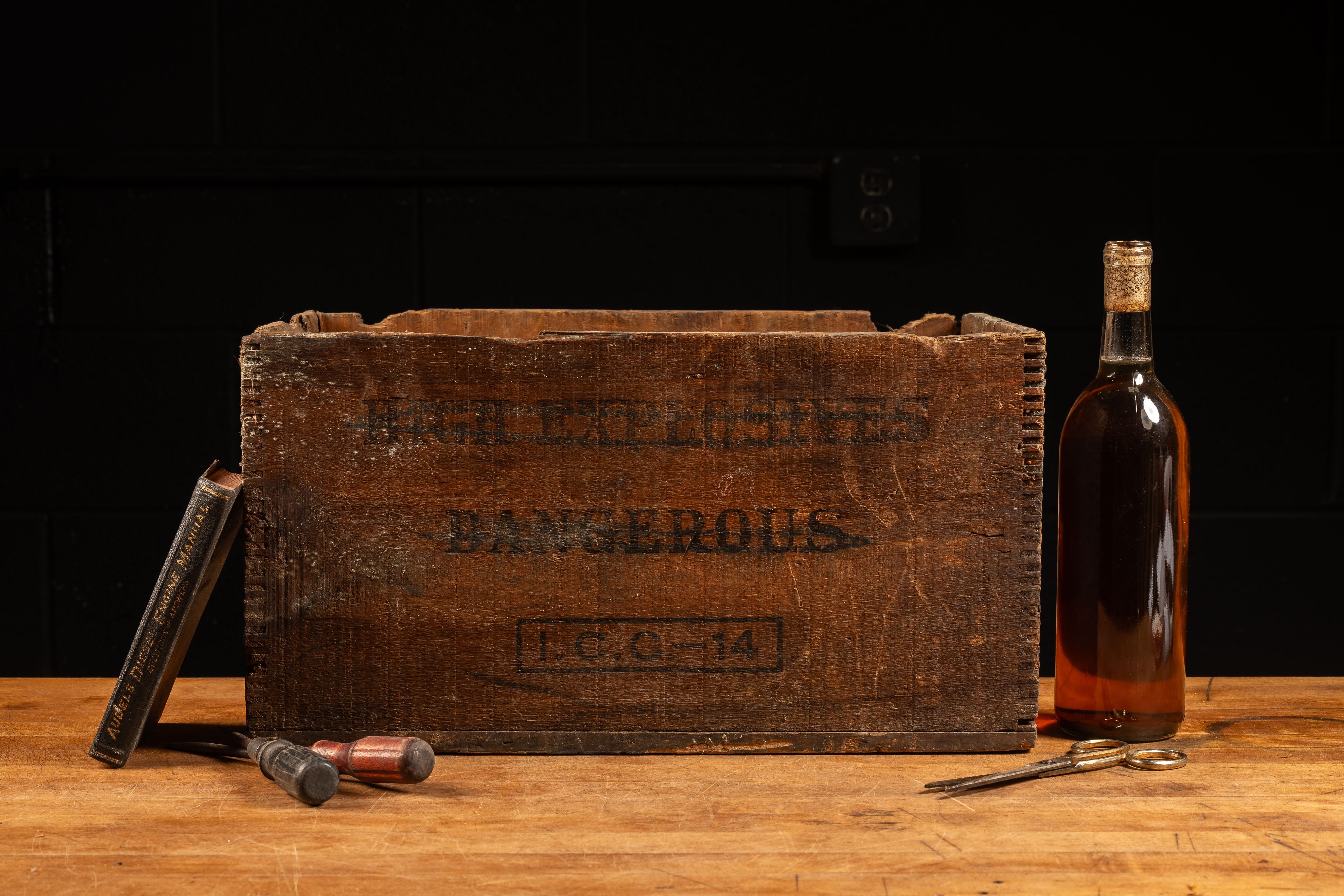 Antique Wooden Explosives Shipping Crate – Industrial Artifacts