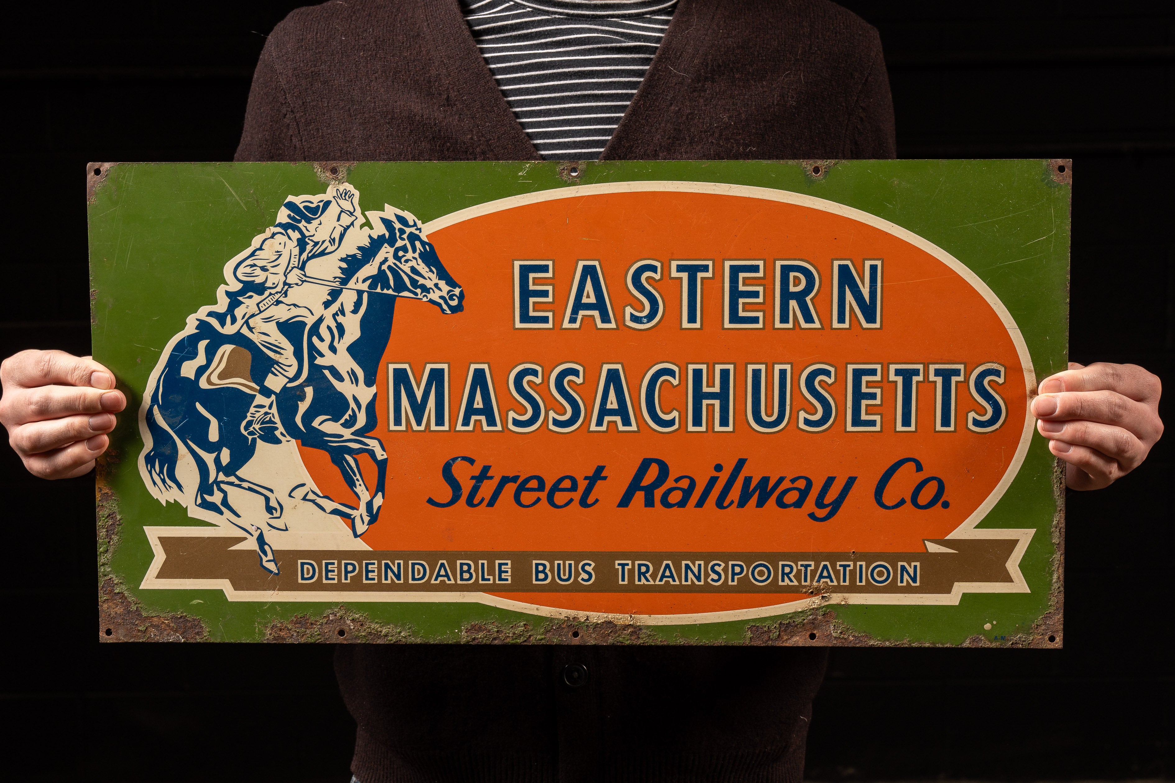 Vintage Painted Metal Railway Advertising Sign – Industrial Artifacts