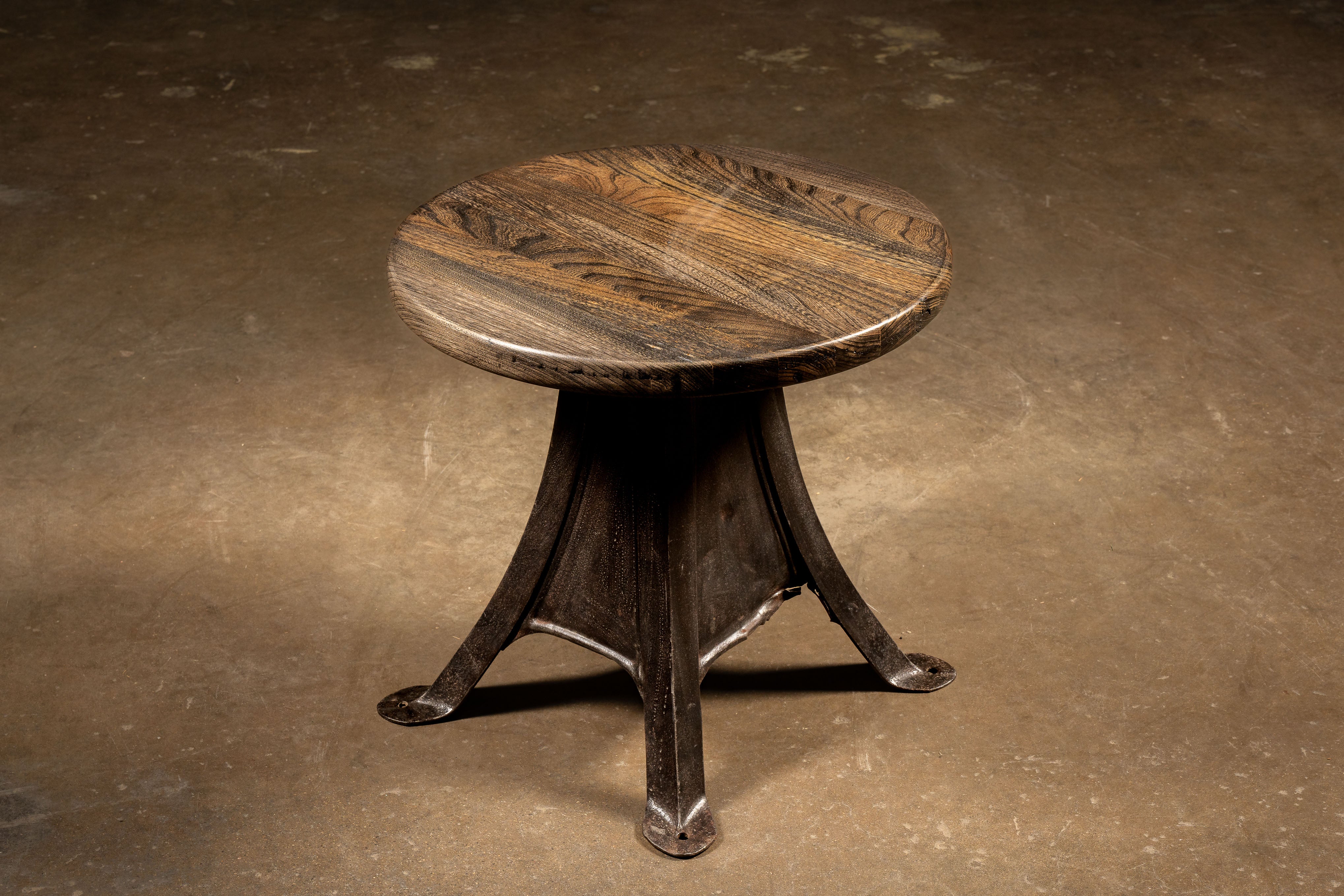 Industrial Side Table With Cast Iron Base – Industrial Artifacts