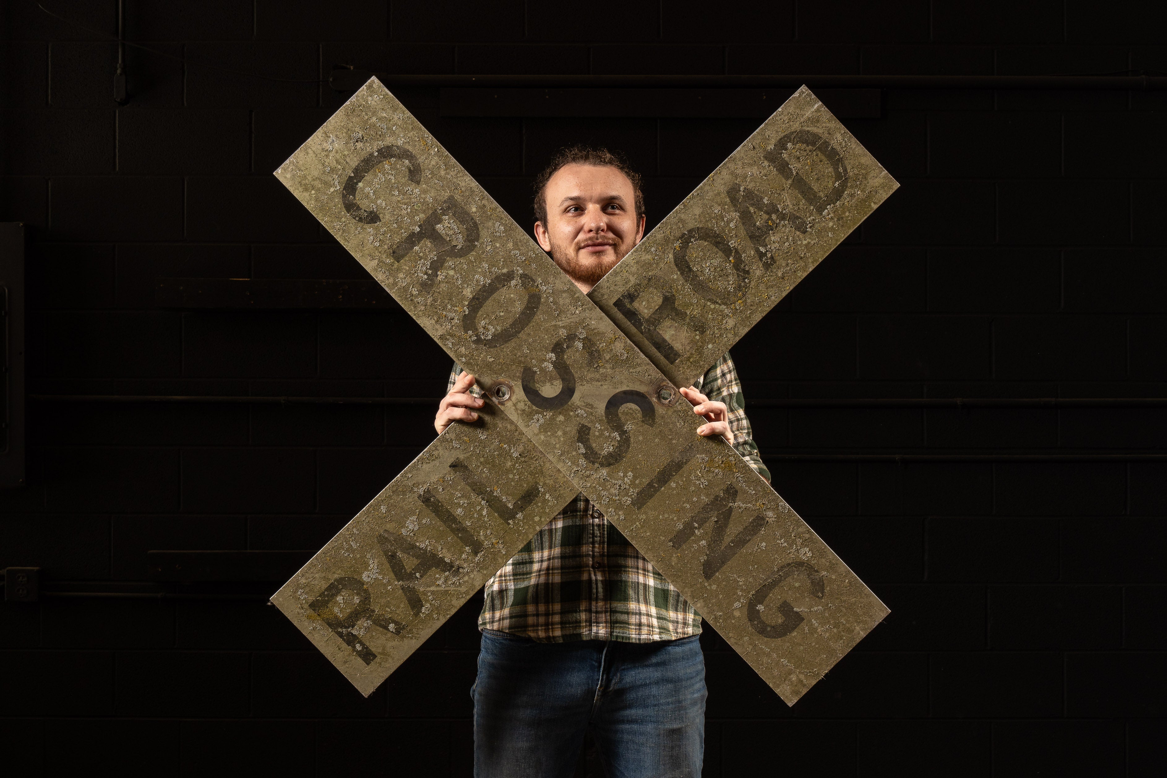 Vintage Aluminum Crossbuck – Industrial Artifacts