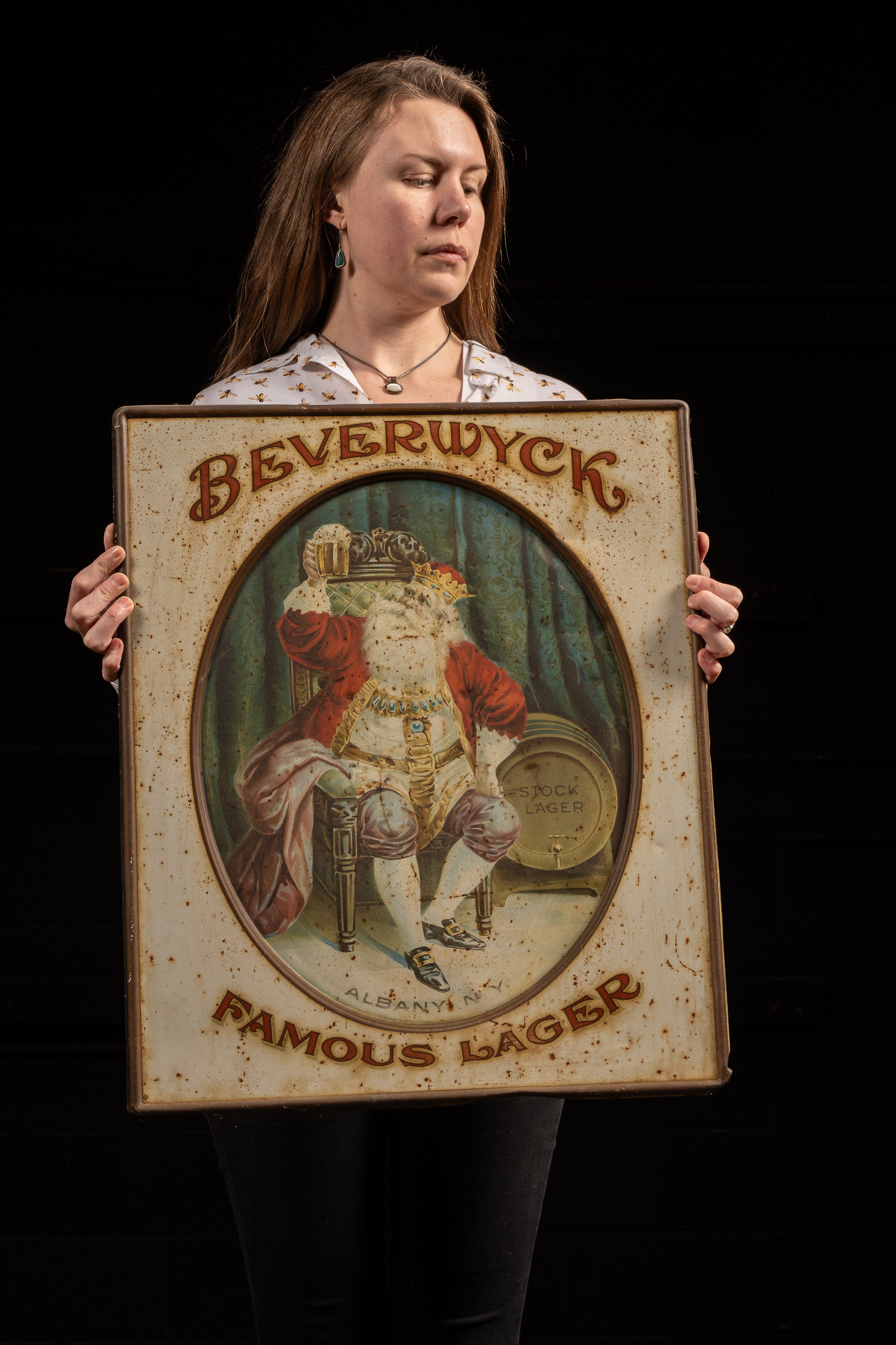 Early Beverwyck King Gambrinus Self-Framed Sign – Industrial Artifacts