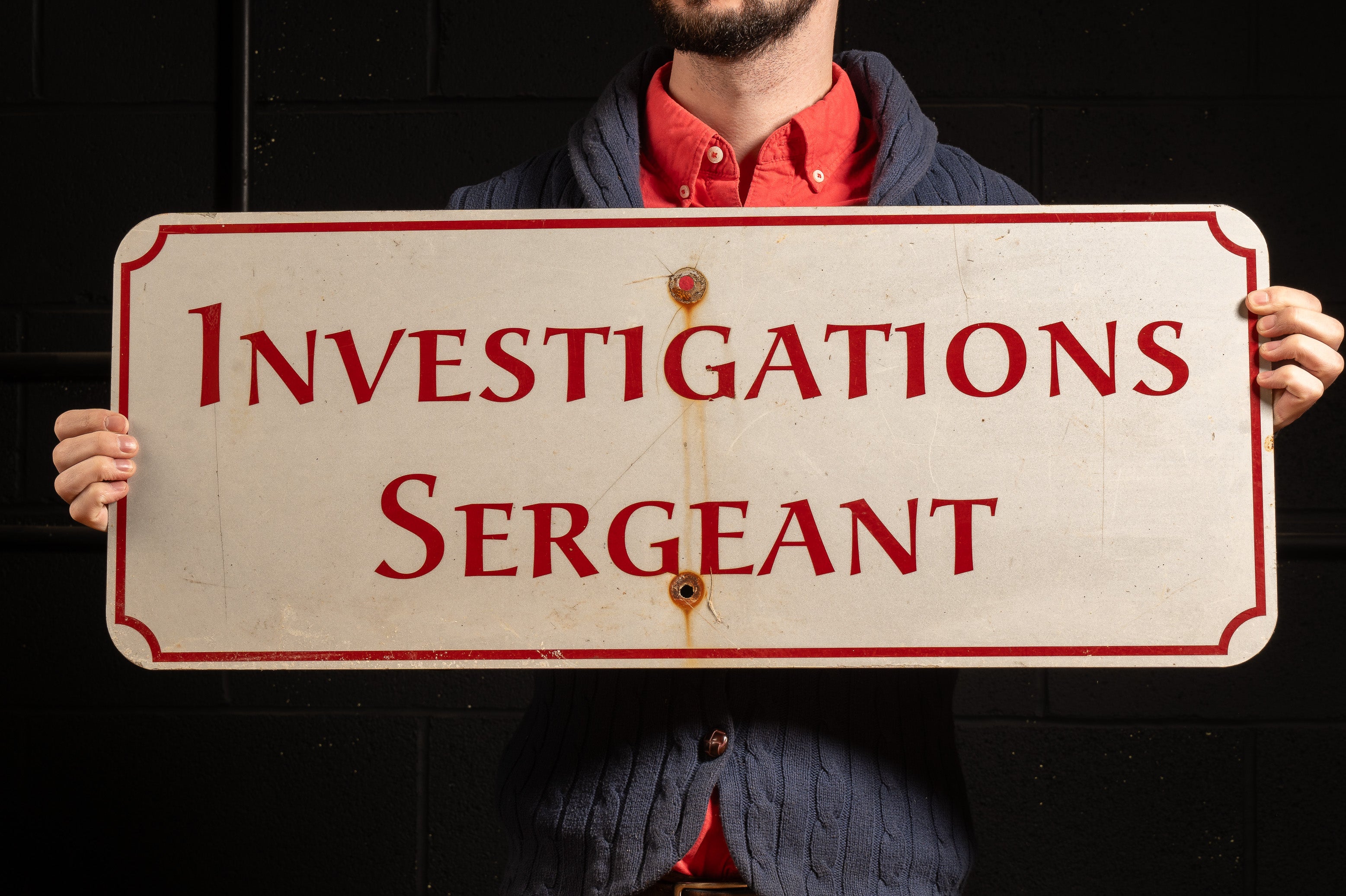 Vintage State Investigations Sergeant Aluminum Sign – Industrial Artifacts