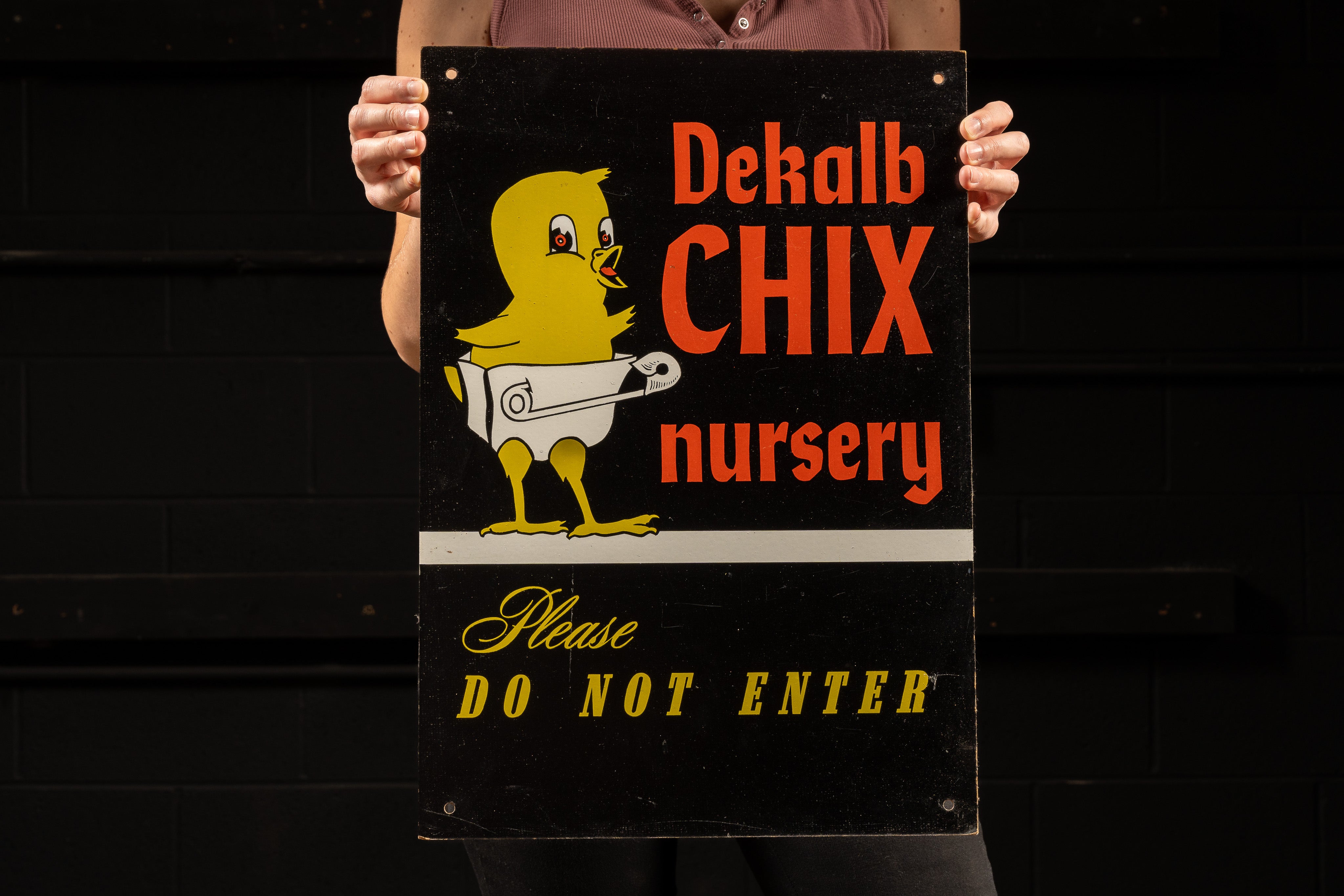 Single-Sided Masonite Dekalb Sign – Industrial Artifacts