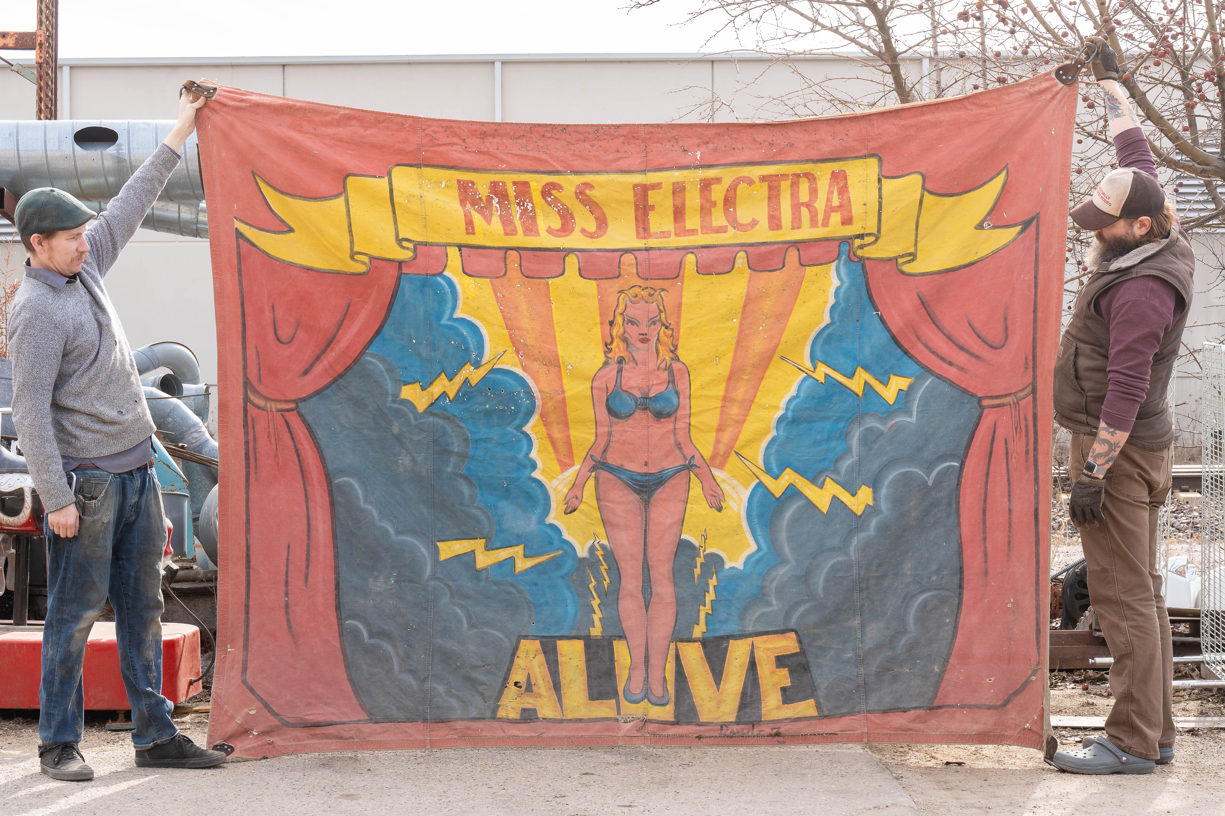 Antique Carnival Sideshow Cloth Banner – Industrial Artifacts