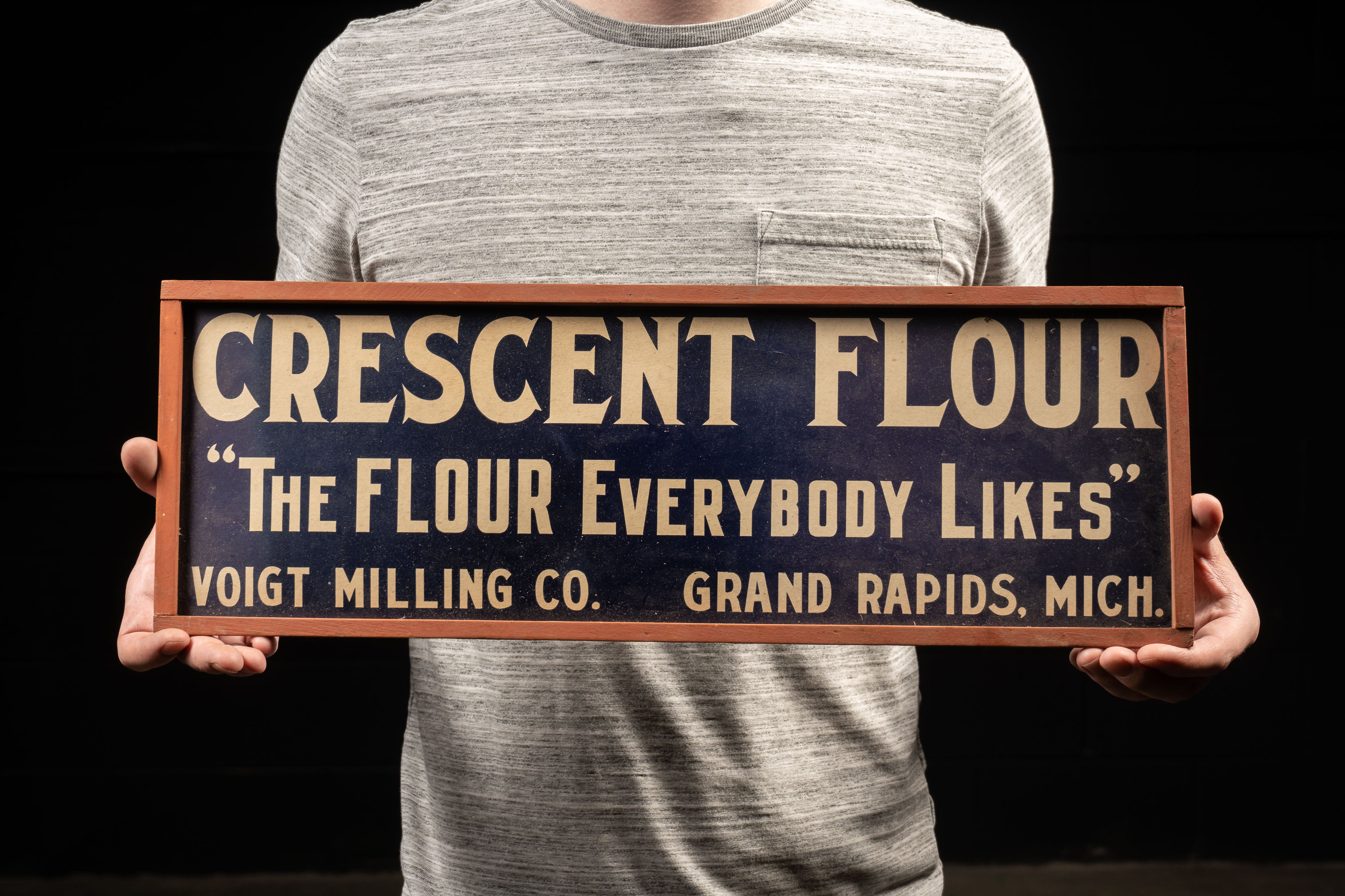 c.1920 Framed Cardstock Crescent Flour Sign – Industrial Artifacts