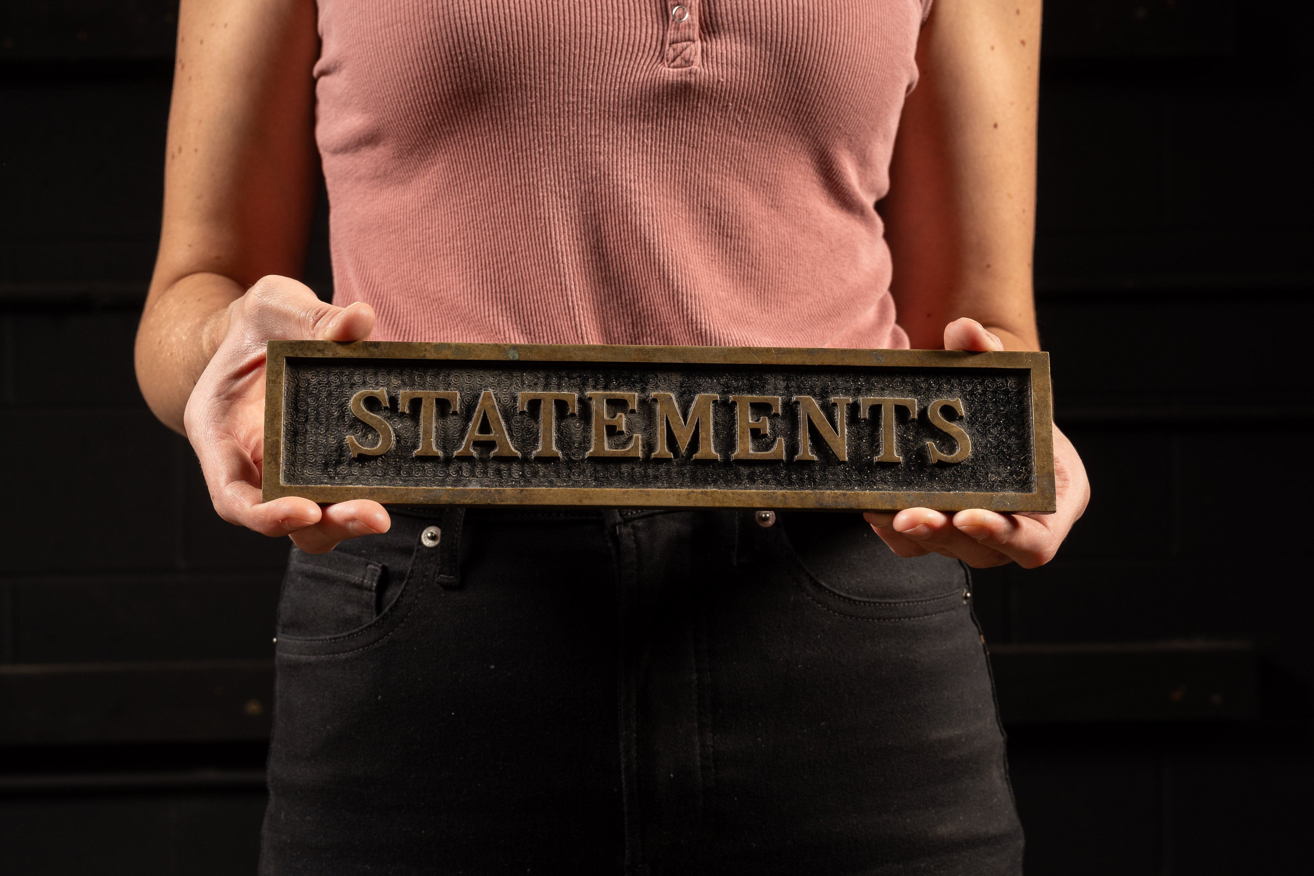 Vintage Brass Informational Plaque – Industrial Artifacts