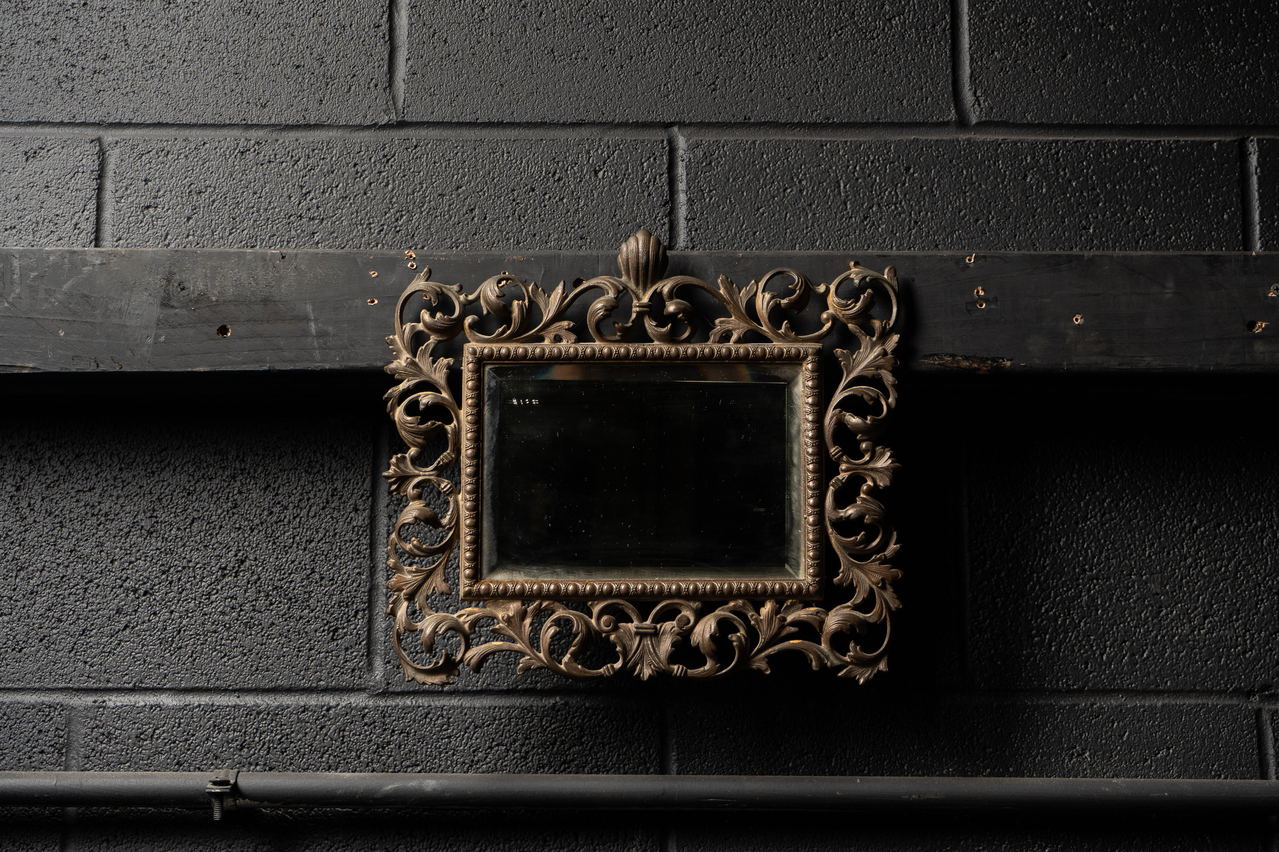 Antique Cast Brass Mirror – Industrial Artifacts