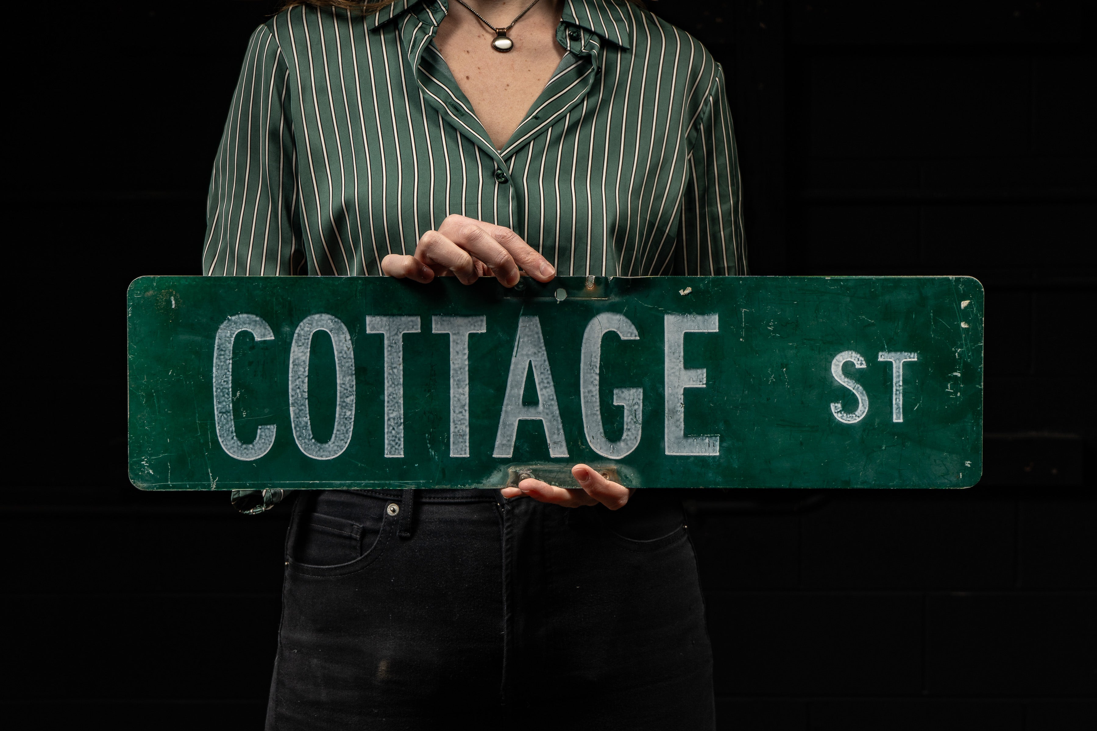 Vintage Painted Tin "Cottage St." Street Sign – Industrial Artifacts