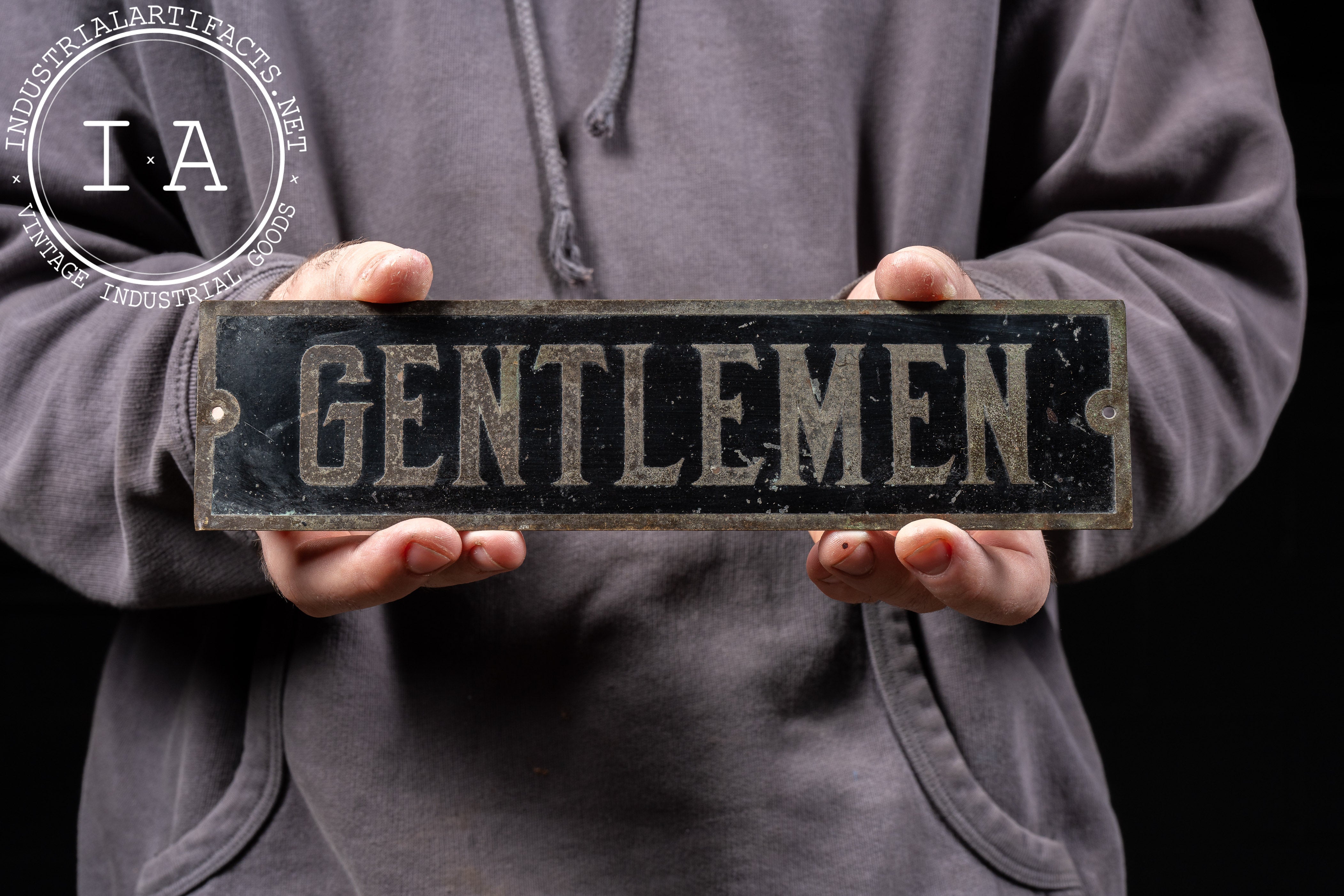 Antique Cast Metal "Gentlemen" Restroom Sign – Industrial Artifacts